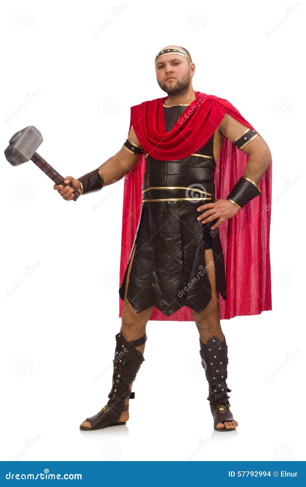 Gladiator with Hammer Isolated on White Stock Photo - Image of fighter ...