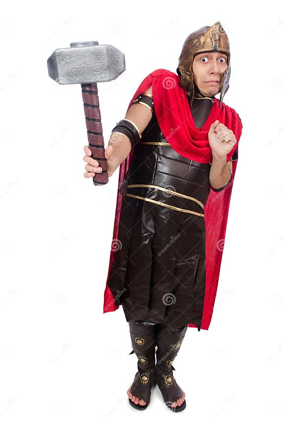 Gladiator with Hammer Isolated on White Stock Image - Image of ancient ...