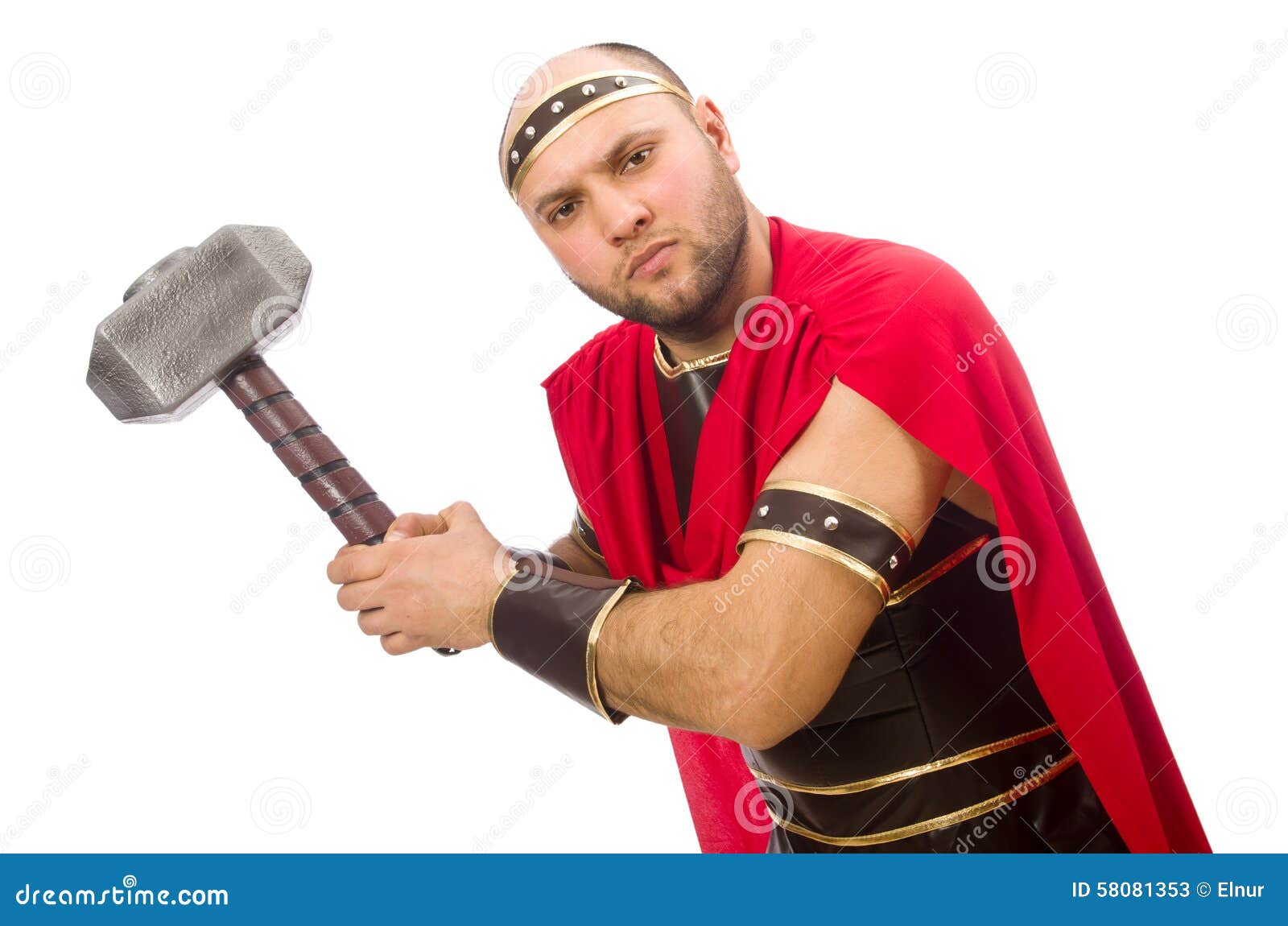 Gladiator with Hammer Isolated on White Stock Image - Image of mantle ...