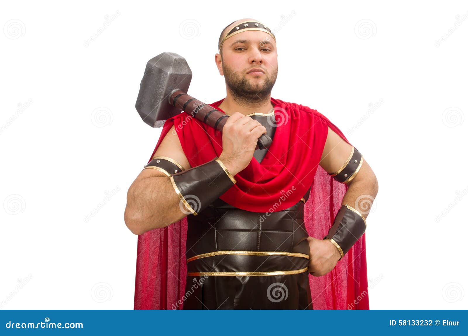 Gladiator with Hammer Isolated on White Stock Photo - Image of ethnic ...