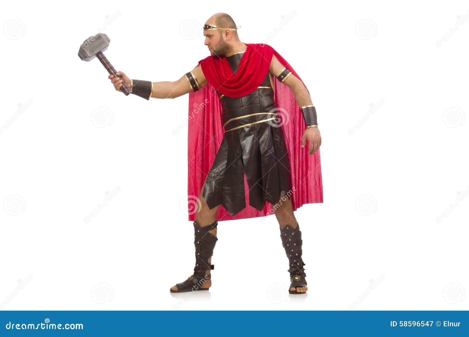 Gladiator with Hammer Isolated on White Stock Image - Image of clothes ...