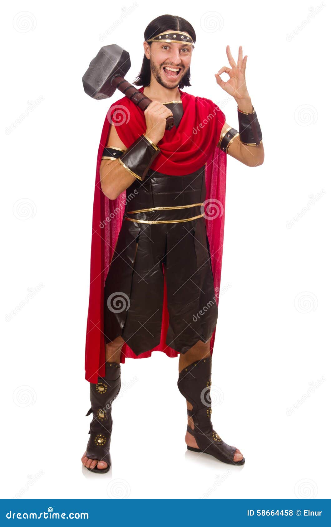Gladiator with Hammer Isolated on White Stock Photo - Image of ...