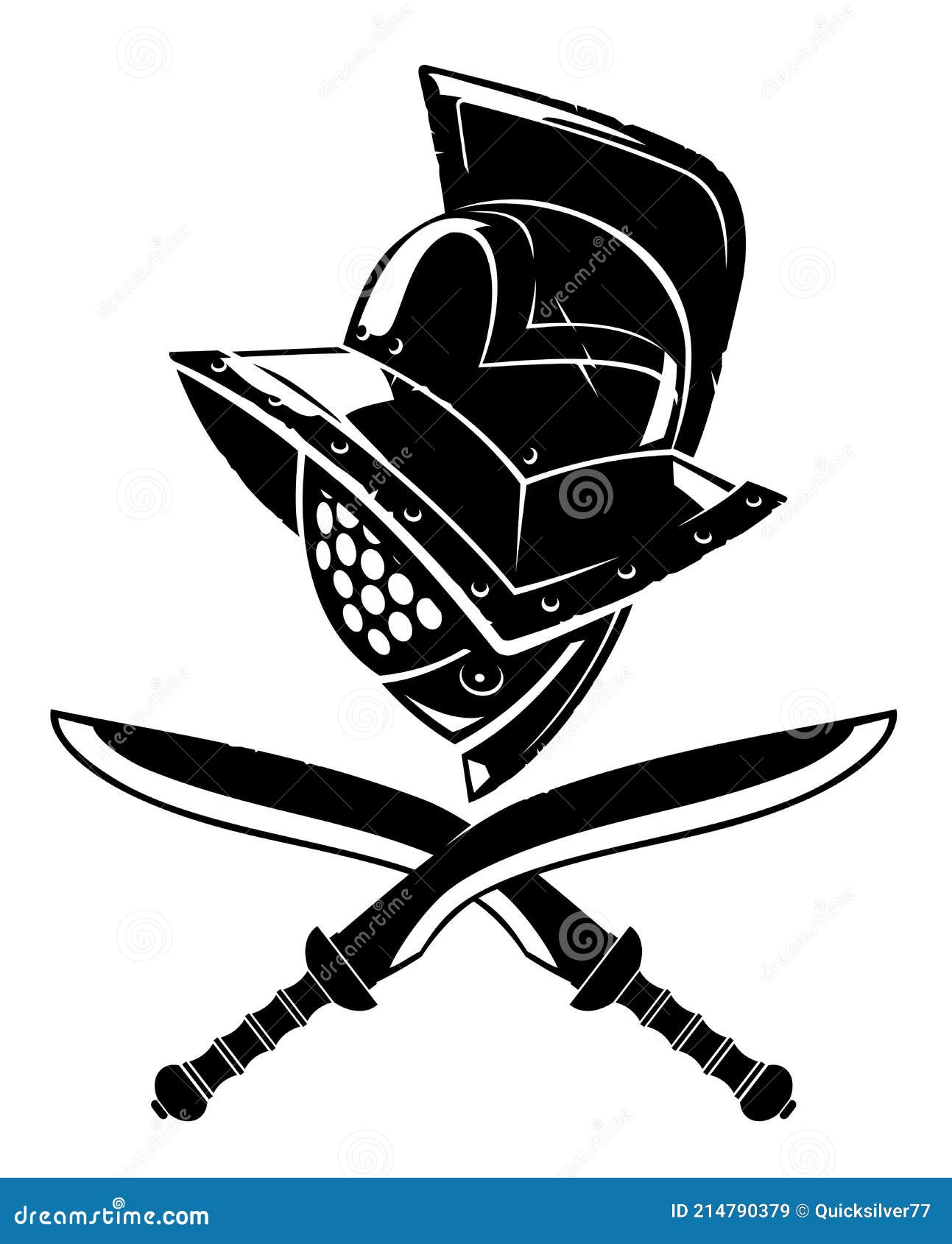 Gladiator Helm and Sword, Shadowed Illustration Stock Vector ...