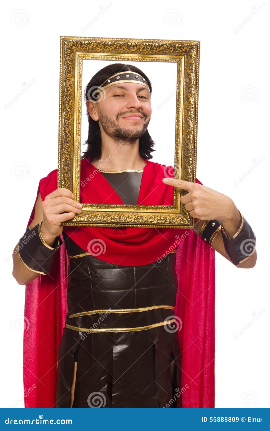 Gladiator Holding Picture Frame Isolated on White Stock Image - Image ...