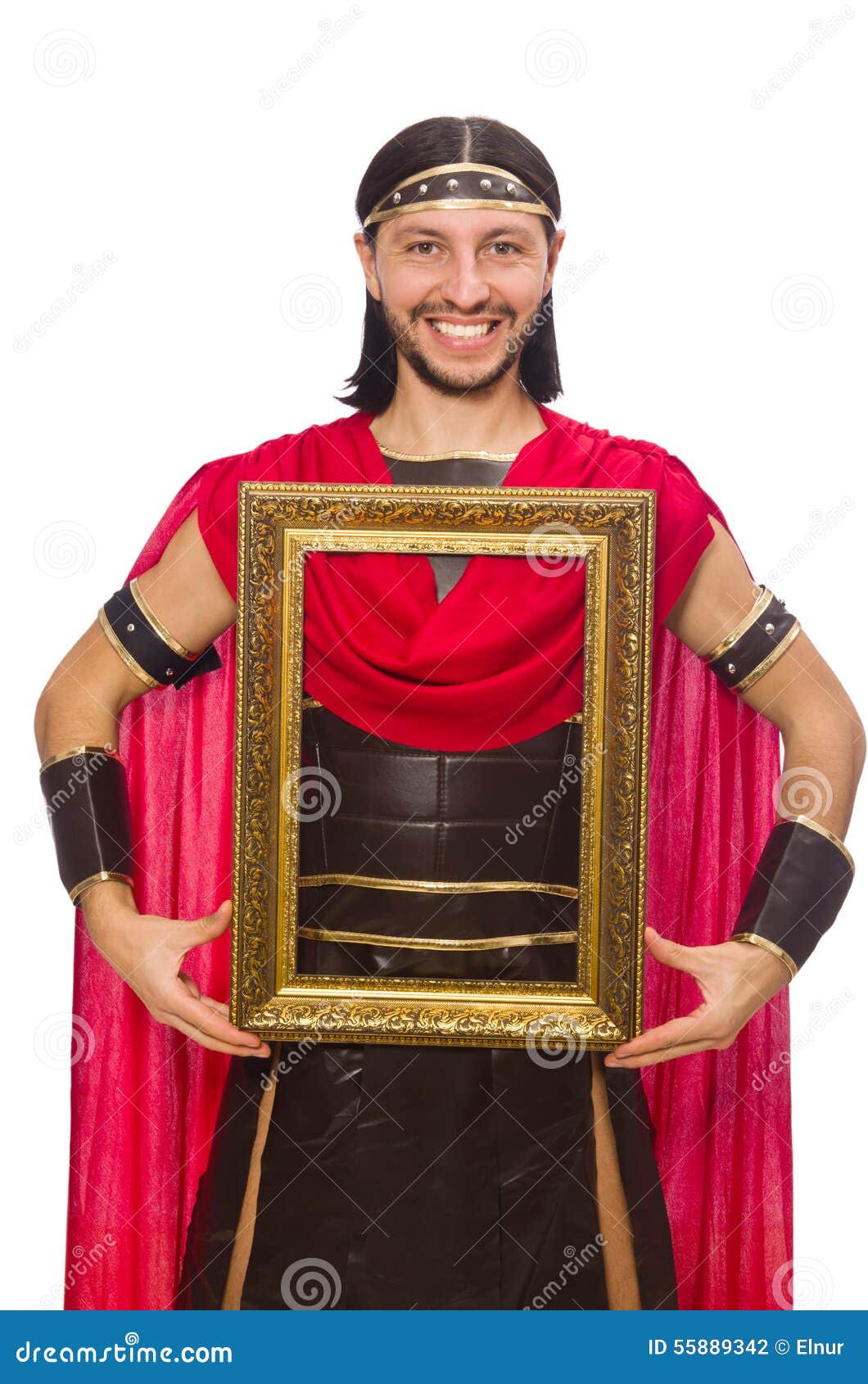 Gladiator Holding Picture Frame Isolated on White Stock Photo - Image ...