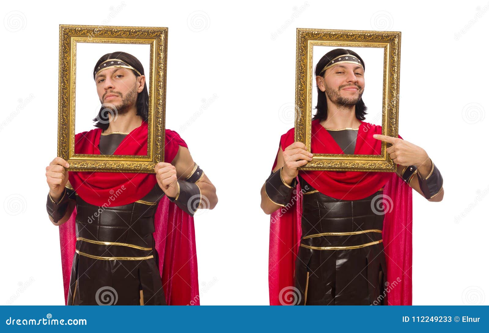 The Gladiator Holding Picture Frame Isolated on White Stock Image ...