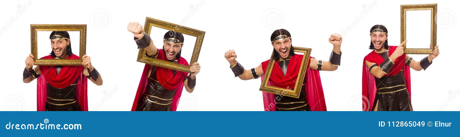 The Gladiator Holding Picture Frame Isolated on White Stock Image ...
