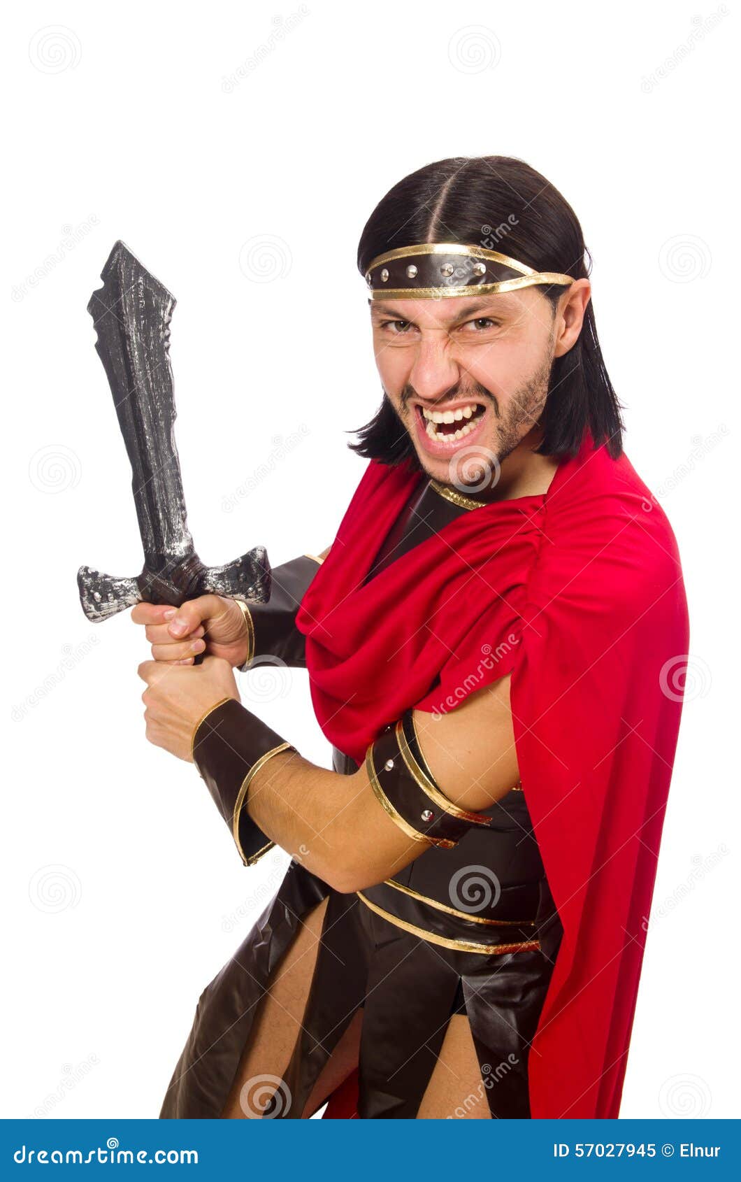 Gladiator Holding Sword Isolated on the White Stock Image - Image of ...