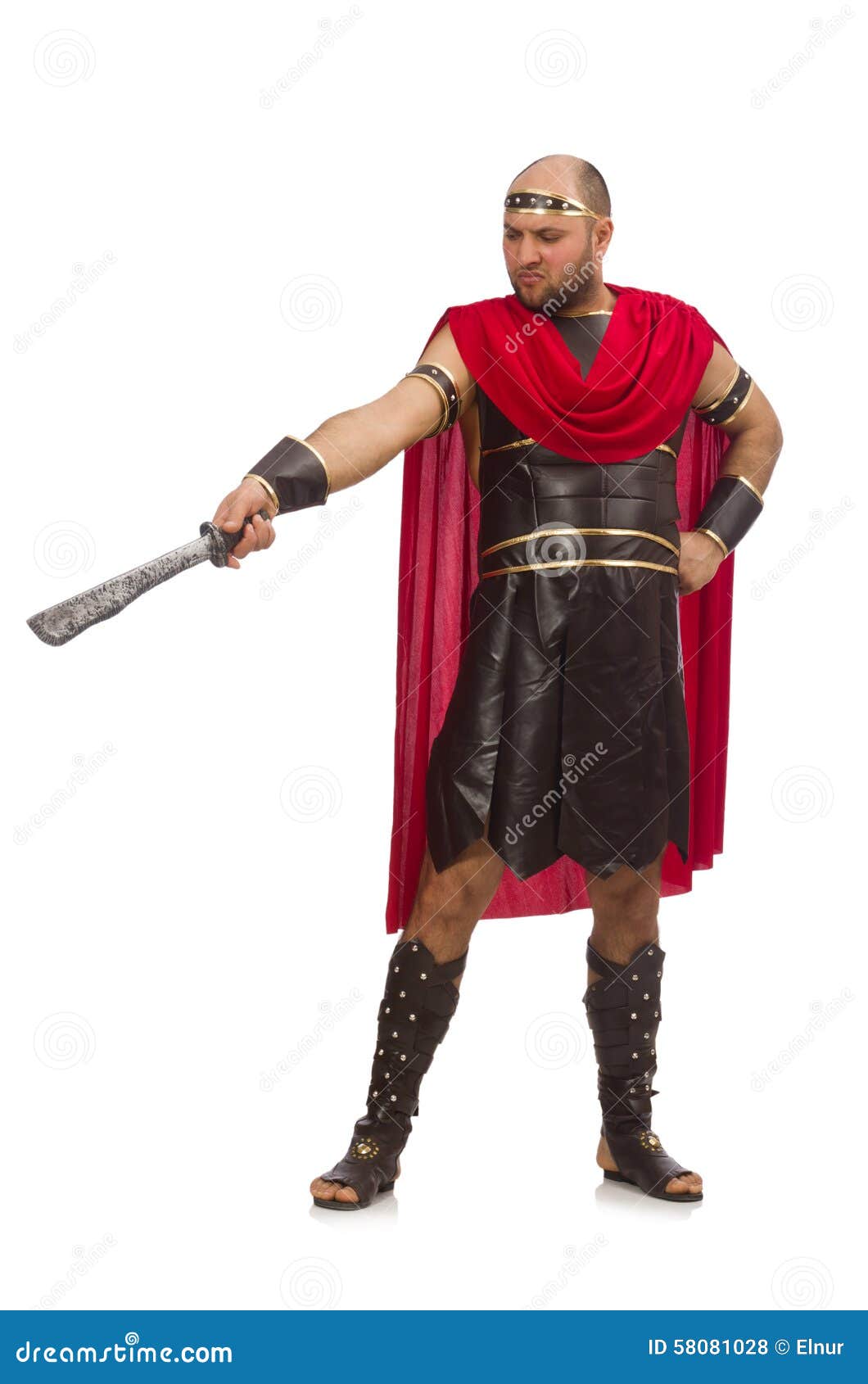 Gladiator Holding Sword Isolated on White Stock Photo - Image of ...