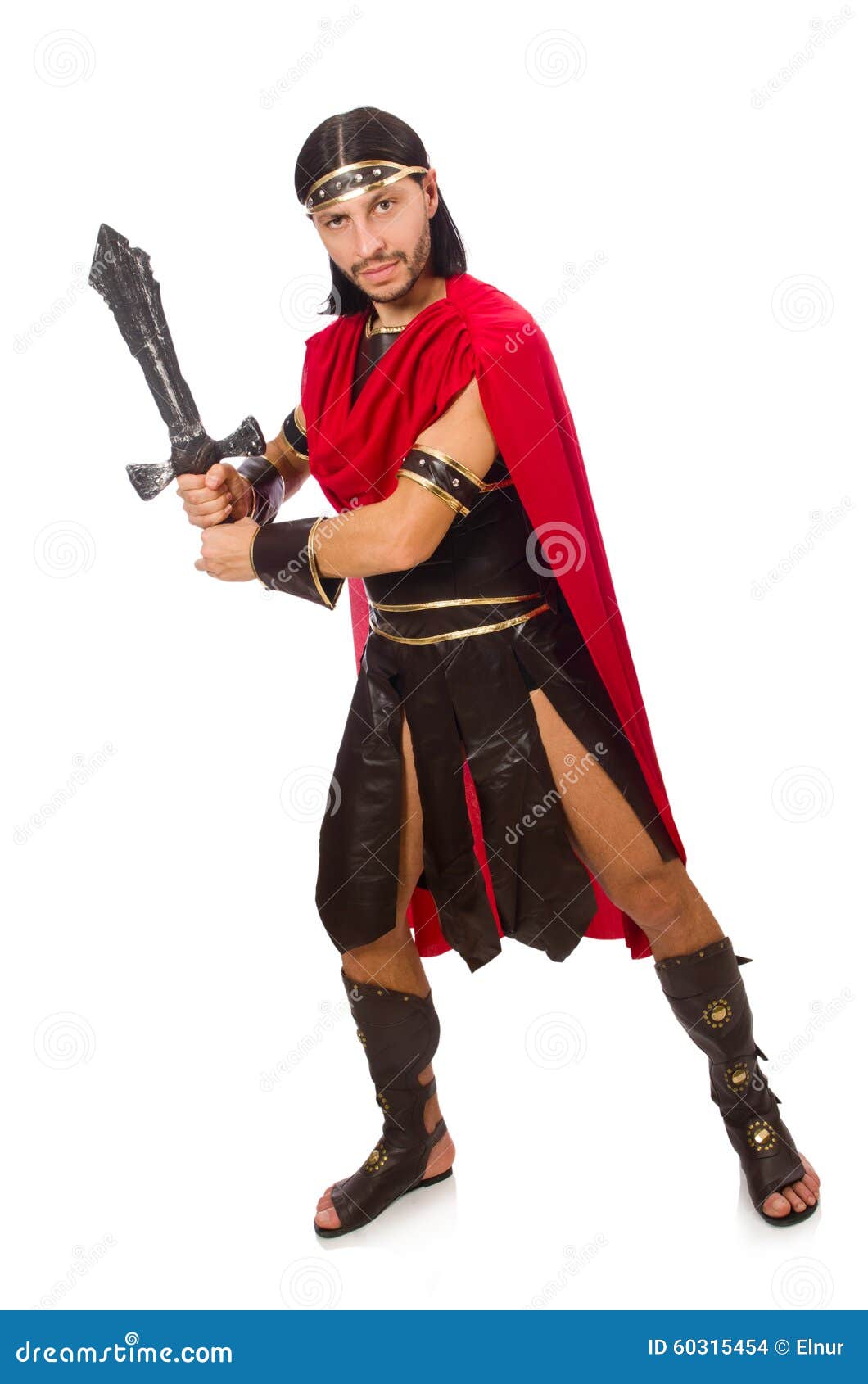 Gladiator Holding Sword Isolated on White Stock Photo - Image of ethnic ...