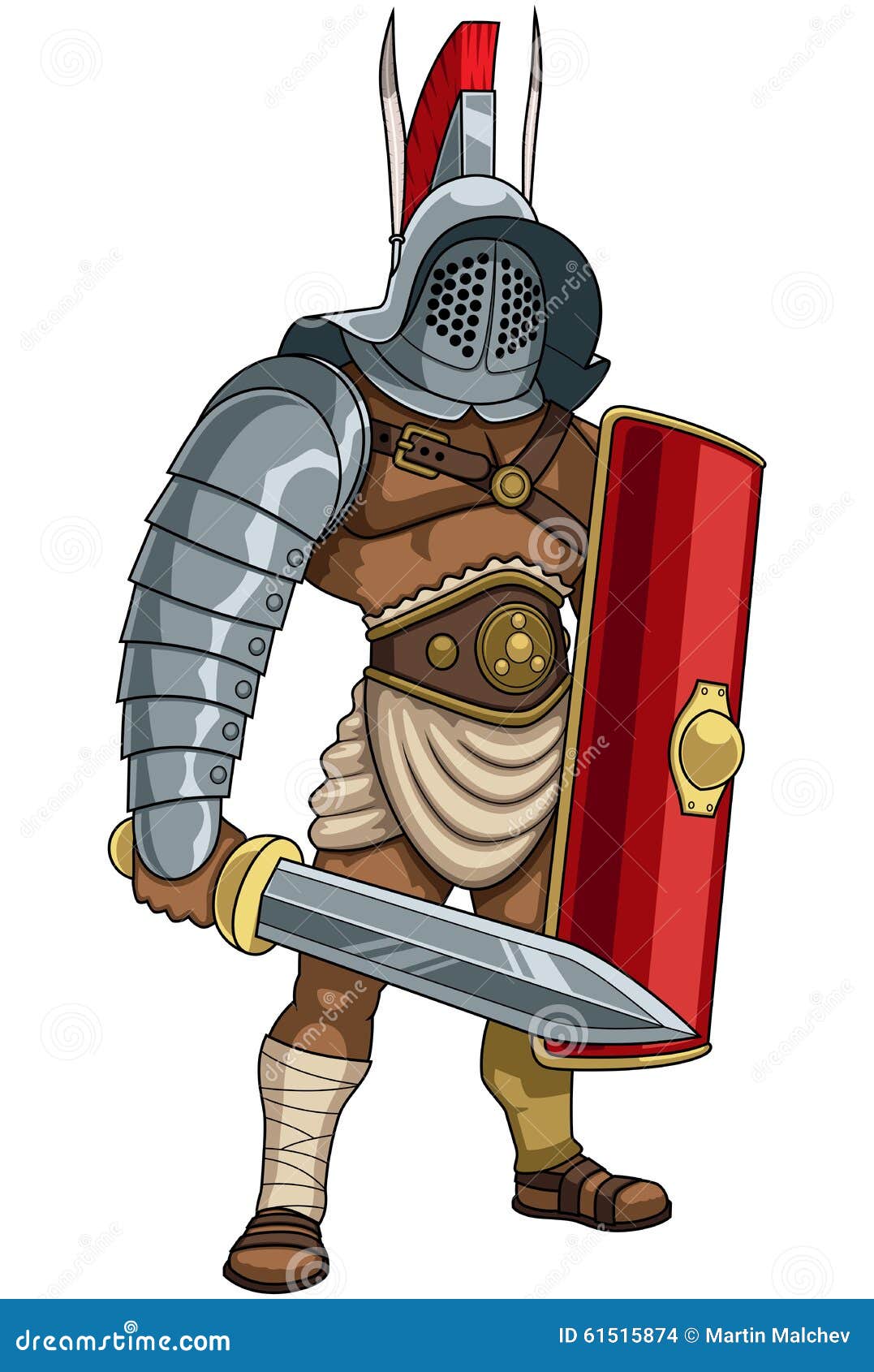 Gladiator In A Battle. Vector Isolated Illustration. Flat Cartoon Style ...