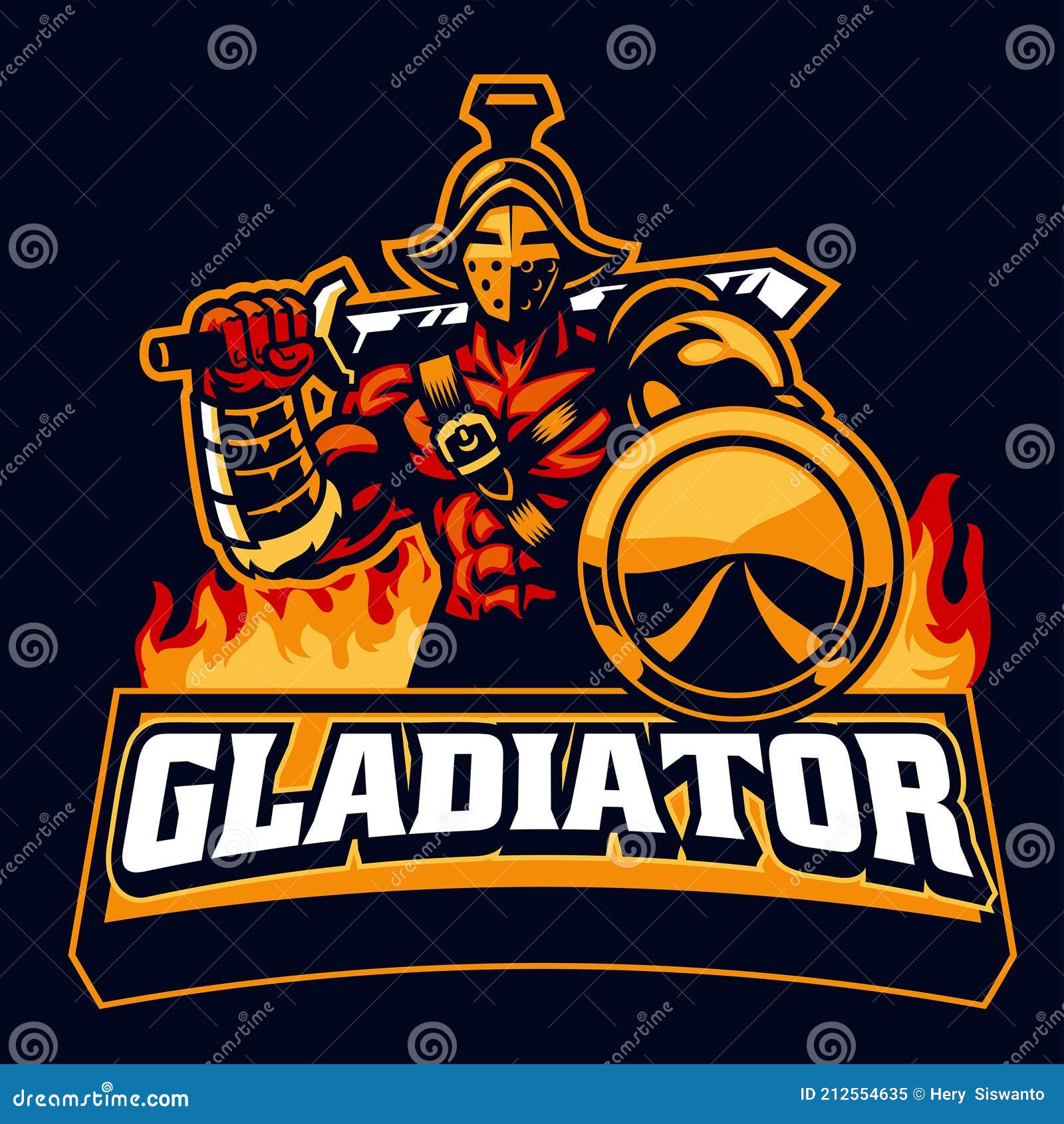 Gladiator Mascot Hold the Shield Stock Vector - Illustration of fighter ...