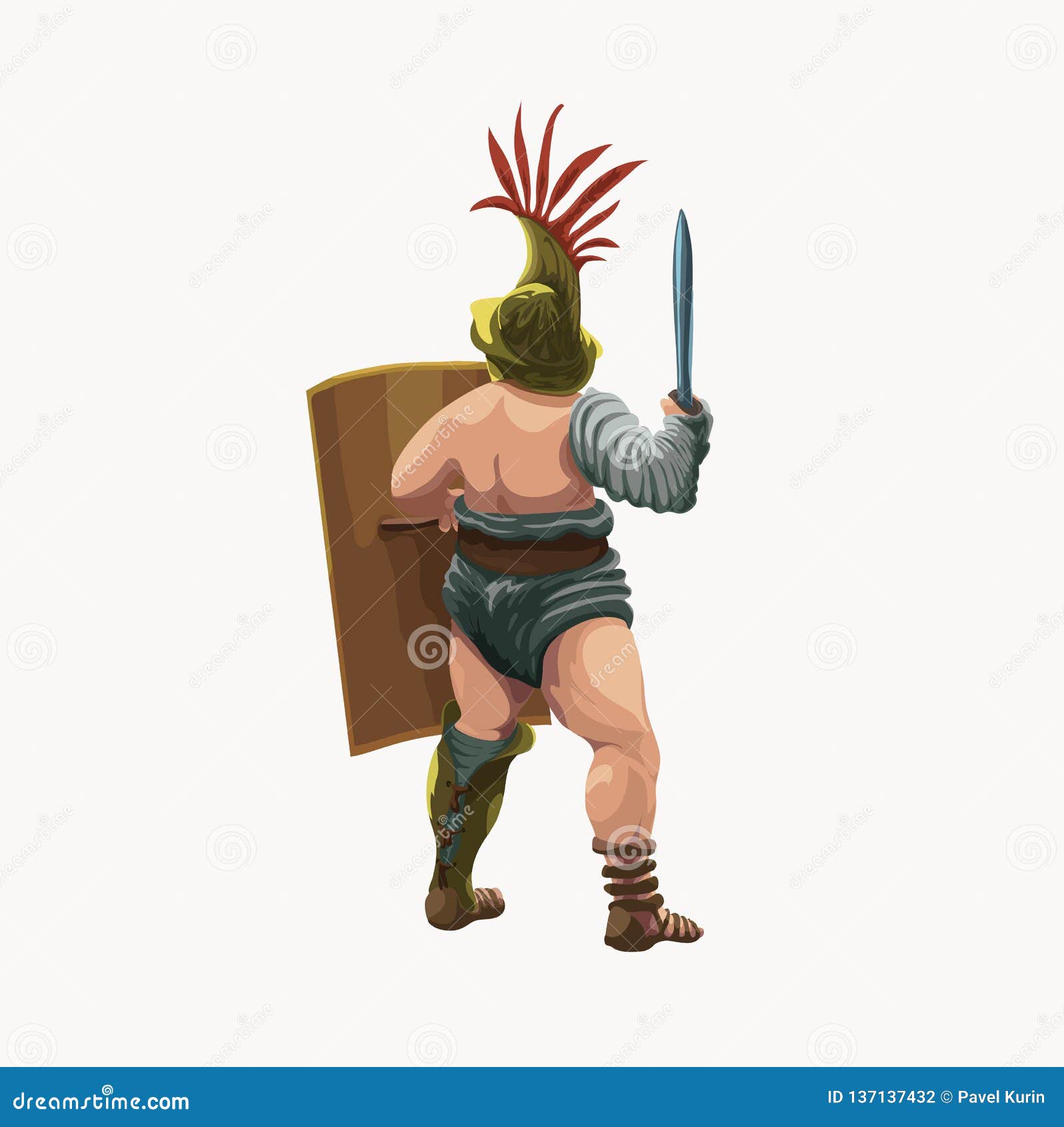 Gladiator Murmillo, View From Back Stock Vector - Illustration of ...