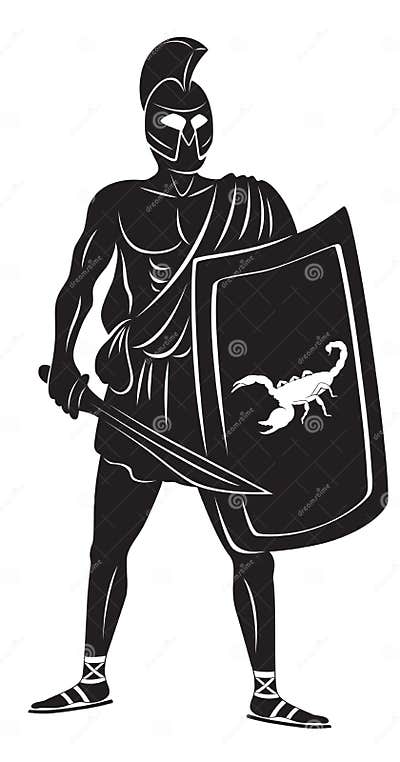 Gladiator stock vector. Illustration of pike, painting - 32491723