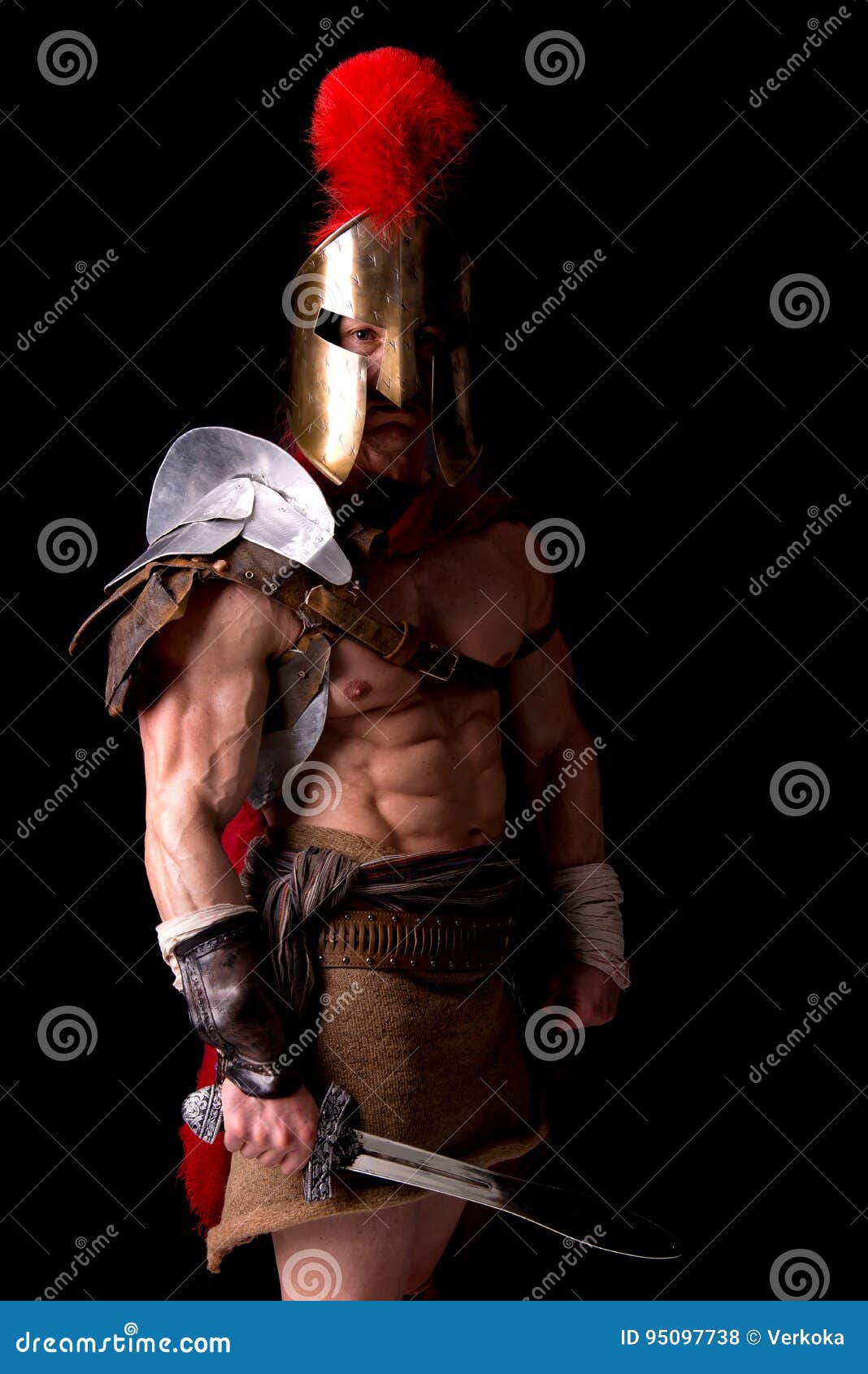 Gladiator posing isolated stock photo. Image of army - 95097738