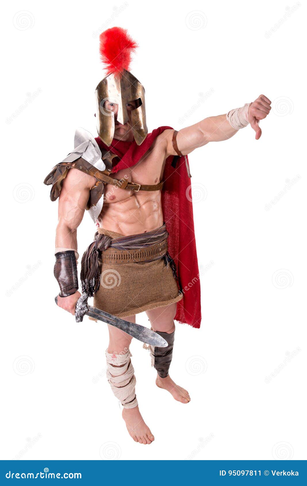 Gladiator posing isolated stock image. Image of handsome - 95097811