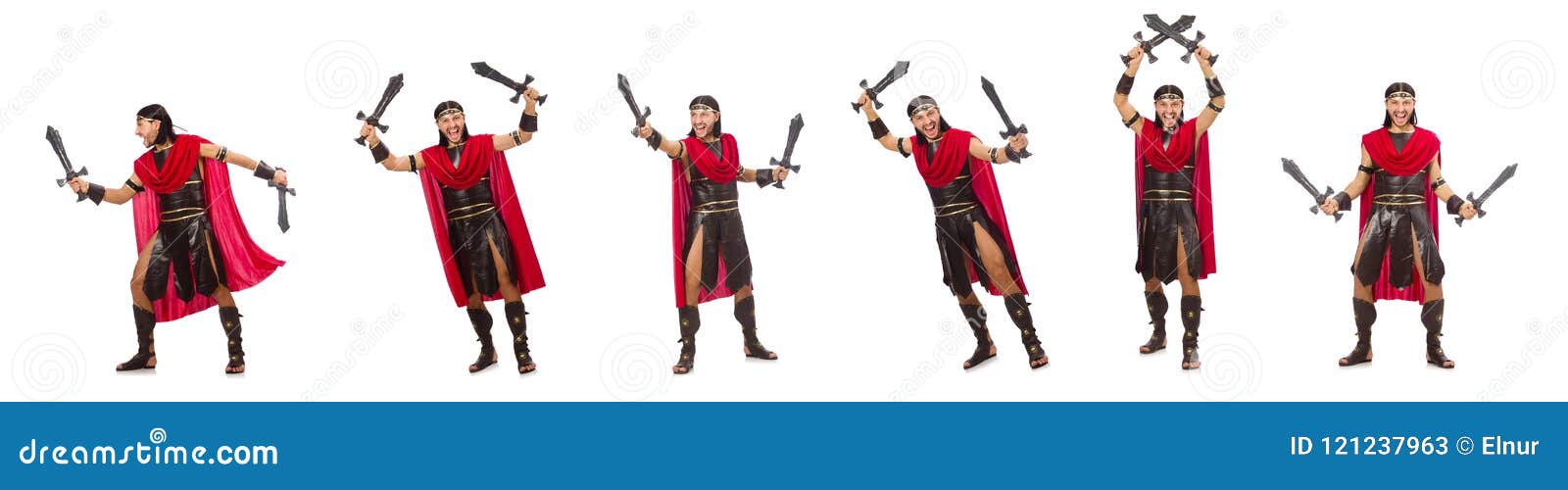 The Gladiator Posing with Sword Isolated on White Stock Image - Image ...