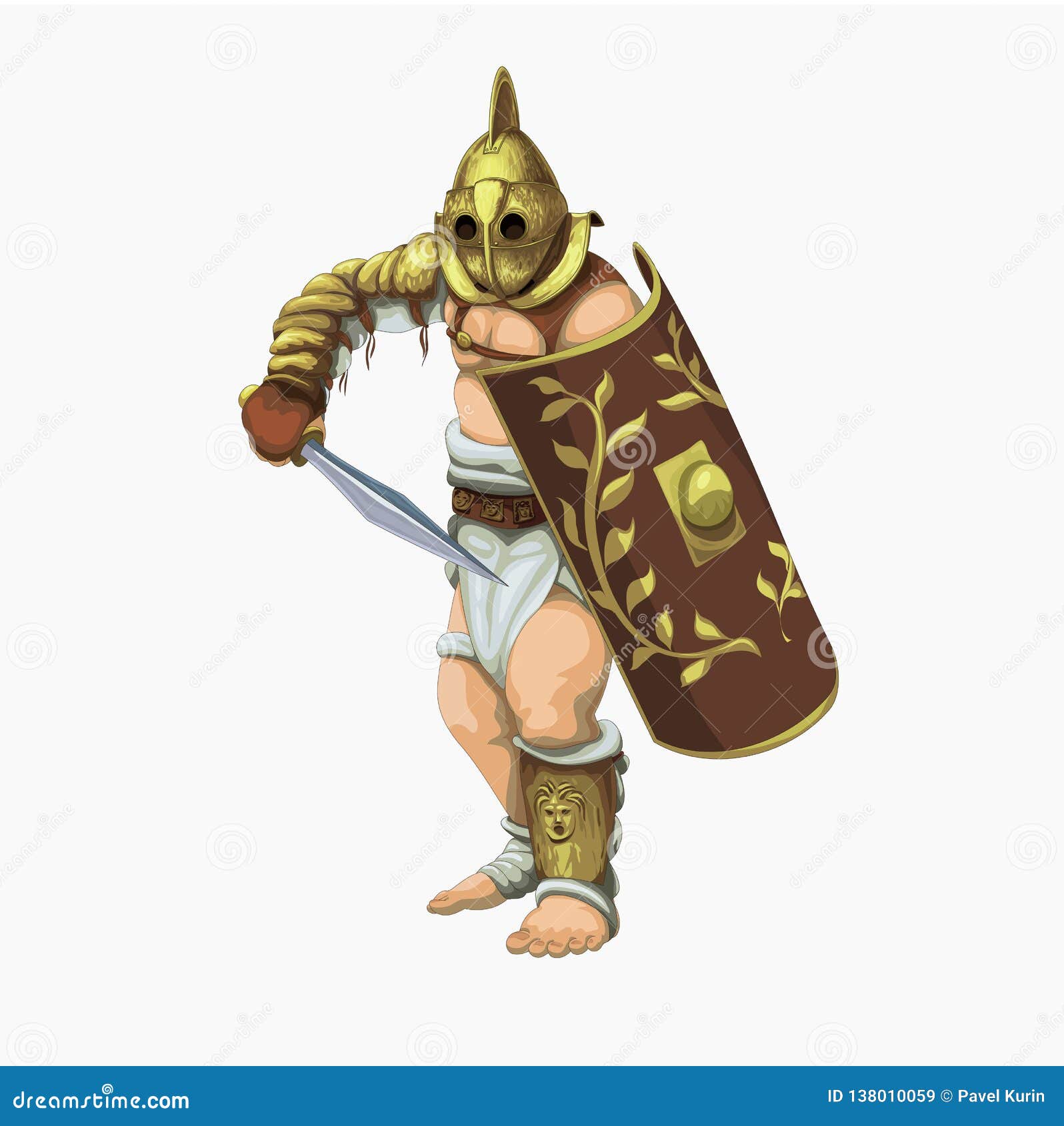 Gladiator Secutor Preparing To Attac Stock Vector - Illustration of ...