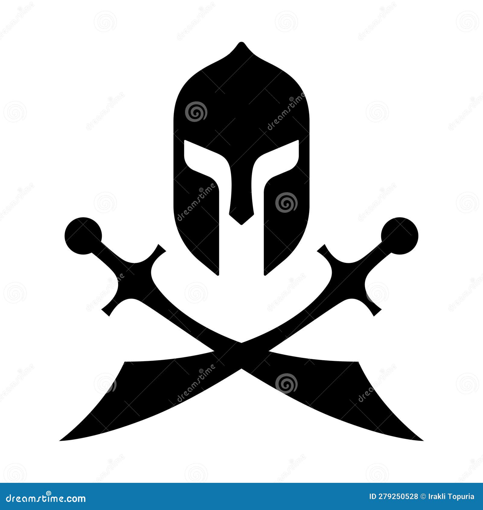 Gladiator Spartan Helmet with Swords, Vector Logo Template Stock Vector ...