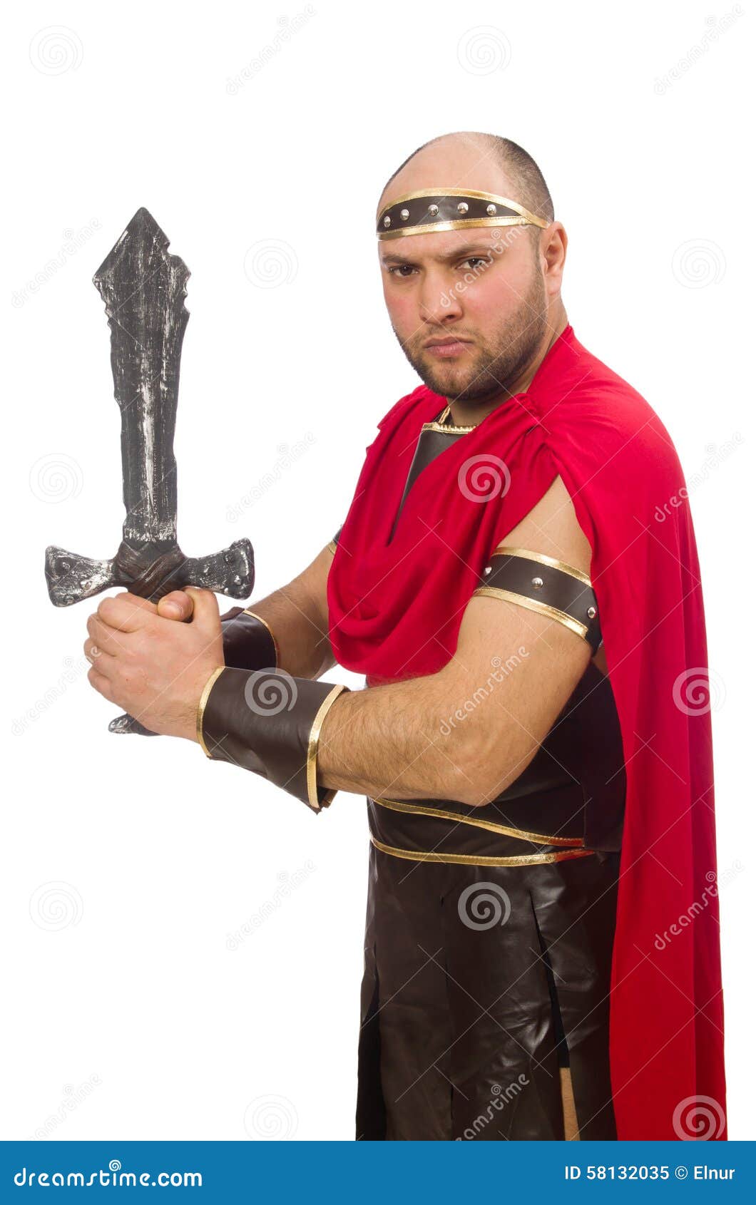 Gladiator with Sword Isolated on White Stock Image - Image of athletic ...