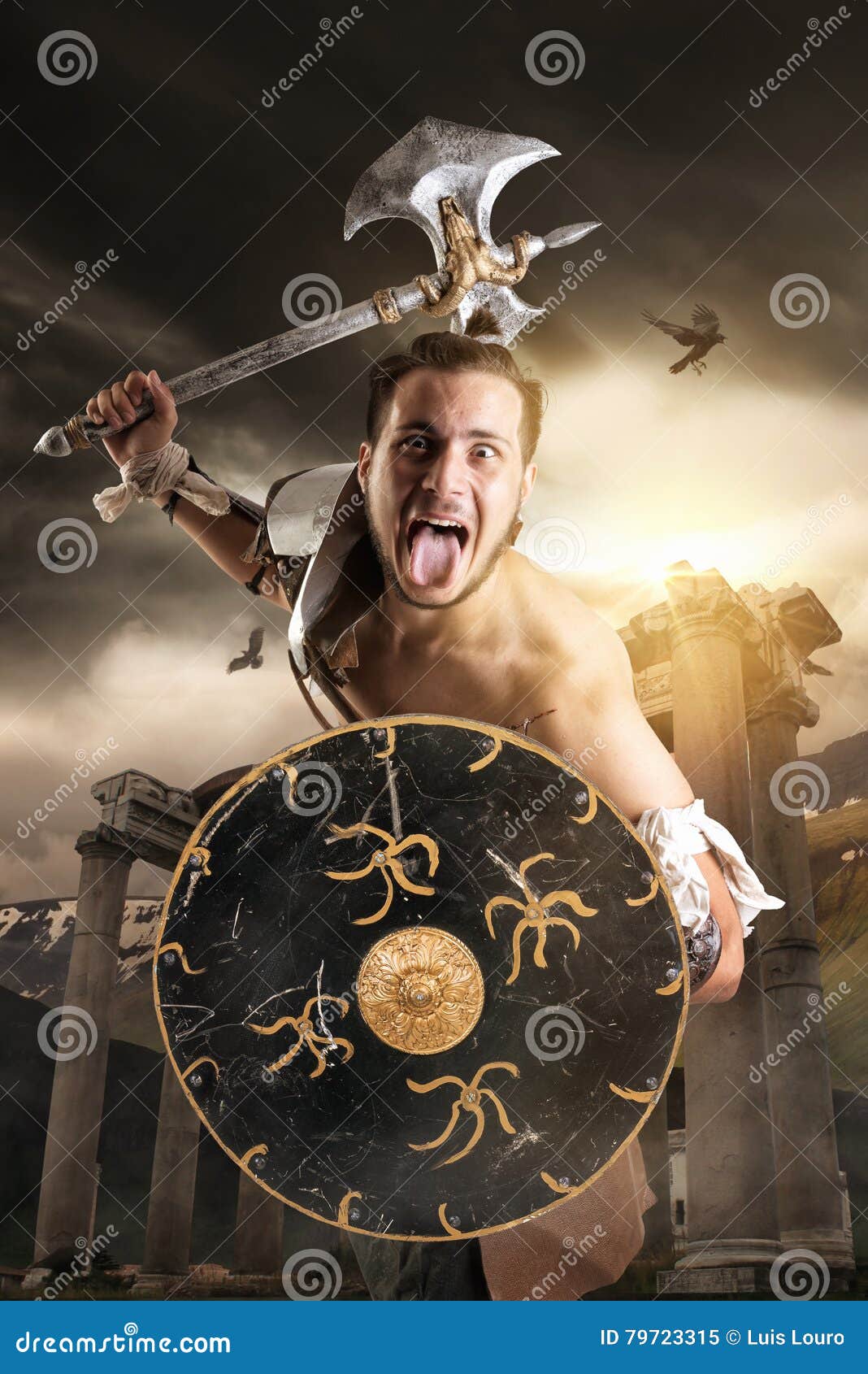 Gladiator/Warrior stock image. Image of shield, greek - 79723315