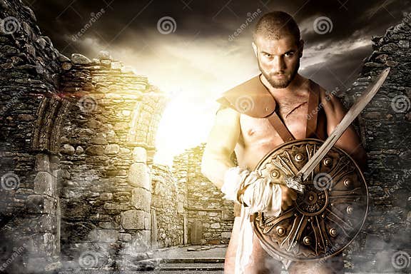 Gladiator warrior stock image. Image of muscular, outdoors - 58252361