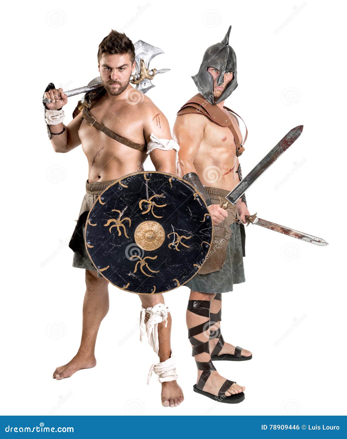 Gladiators stock photo. Image of shield, battle, sand - 78909446
