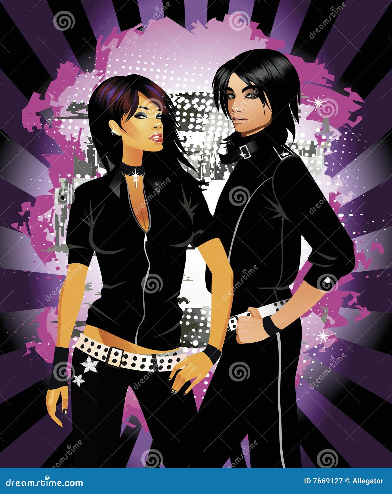 Glam couple stock vector. Illustration of decor, black - 7669127