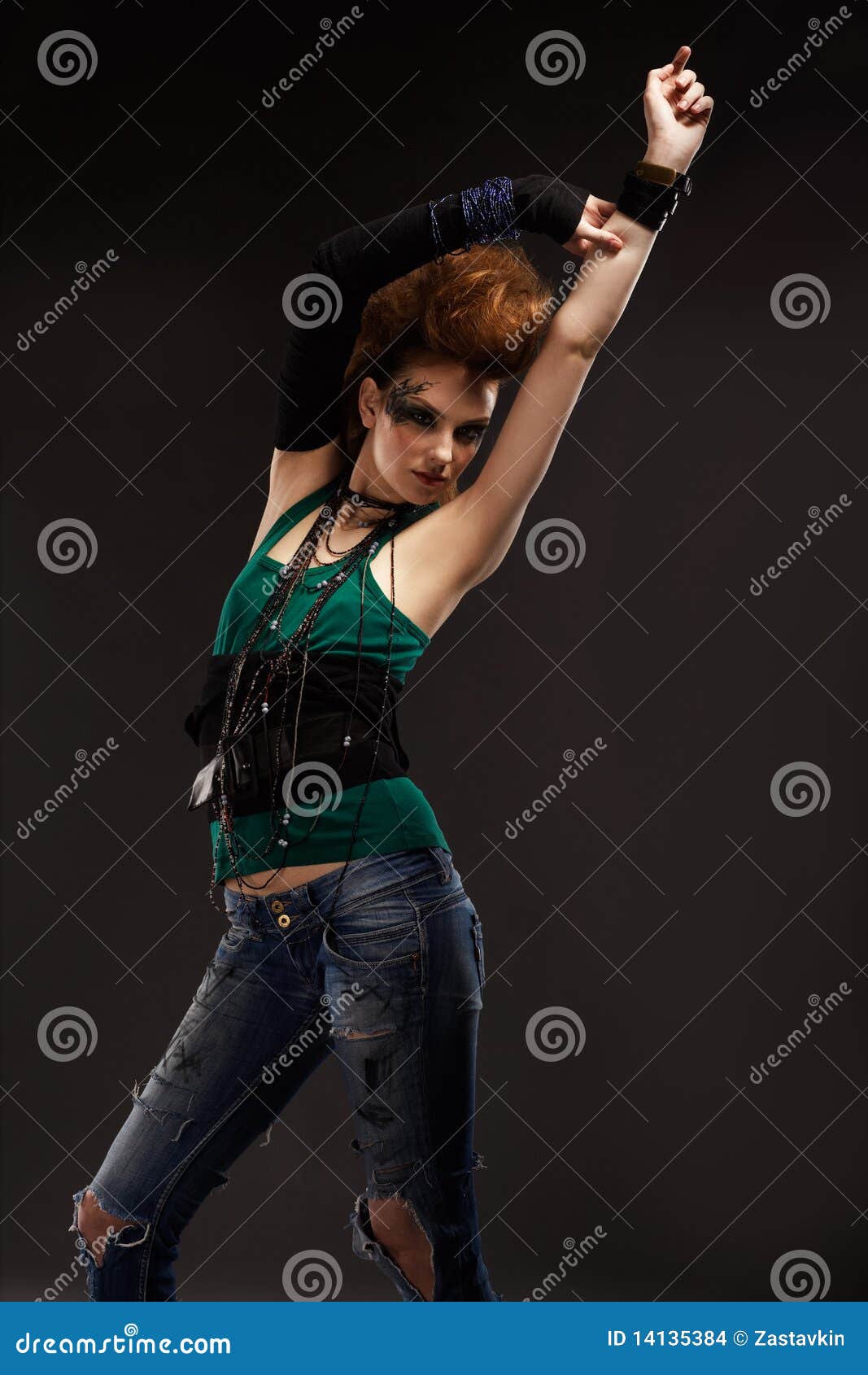 Glam punk girl stock photo. Image of green, hair, body - 14135384