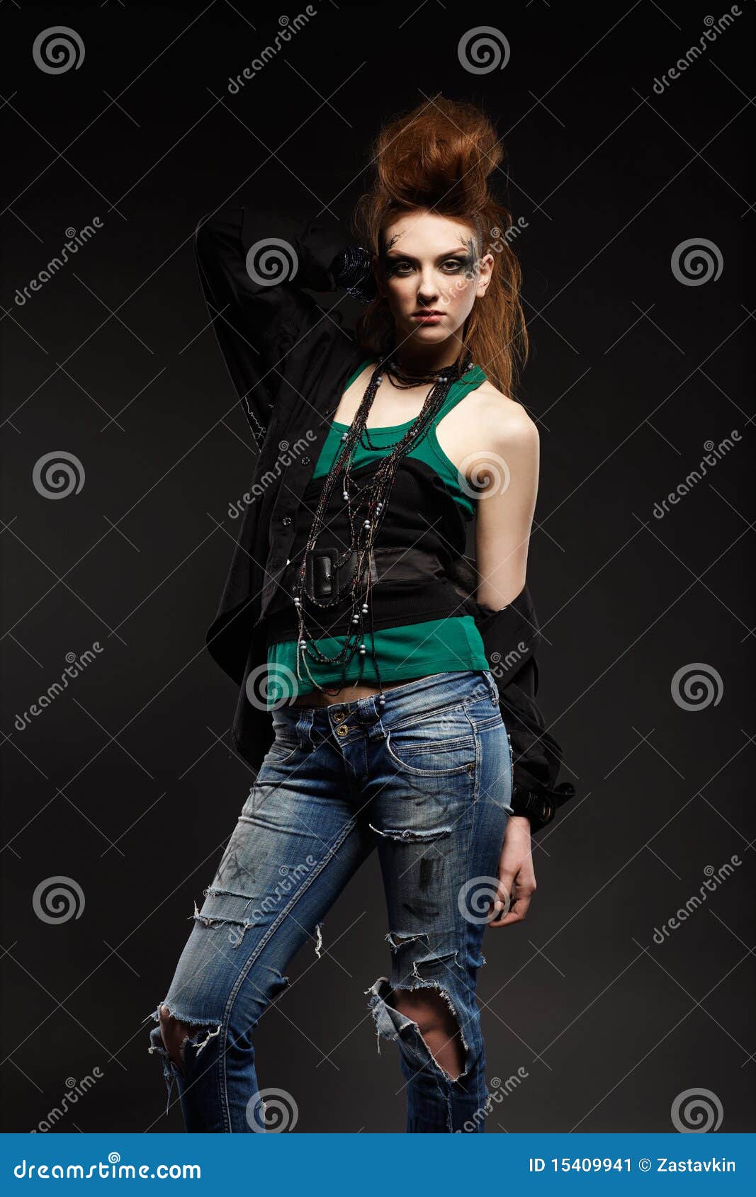 Glam punk girl stock image. Image of hair, glamour, fashion - 15409941