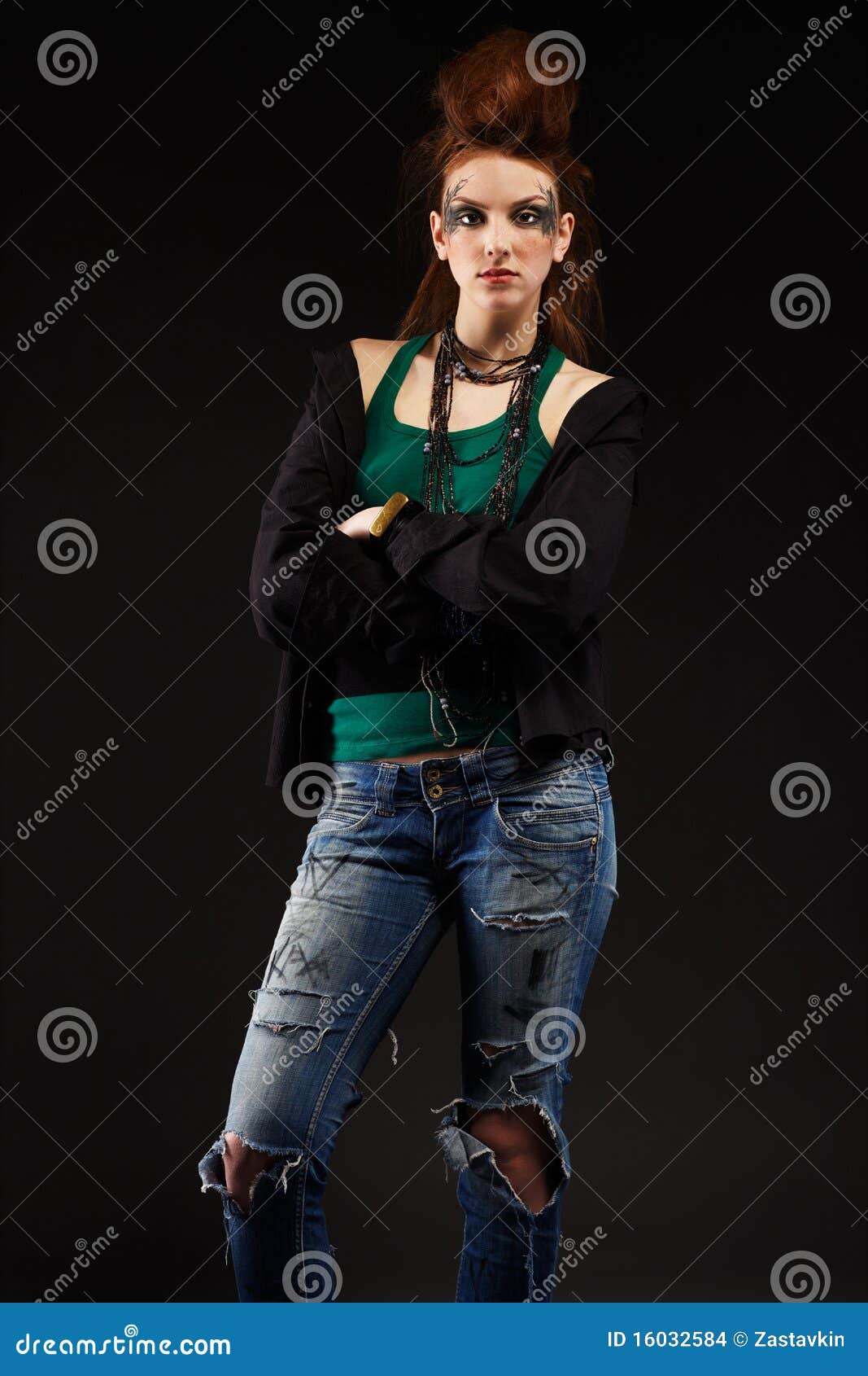 Glam punk girl stock photo. Image of green, style, european - 16032584