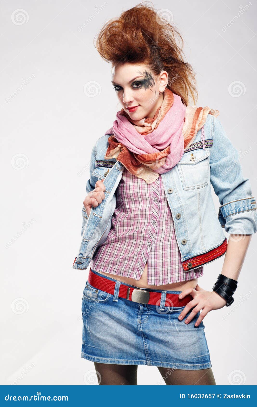Glam punk girl stock image. Image of pink, hand, european - 16032657
