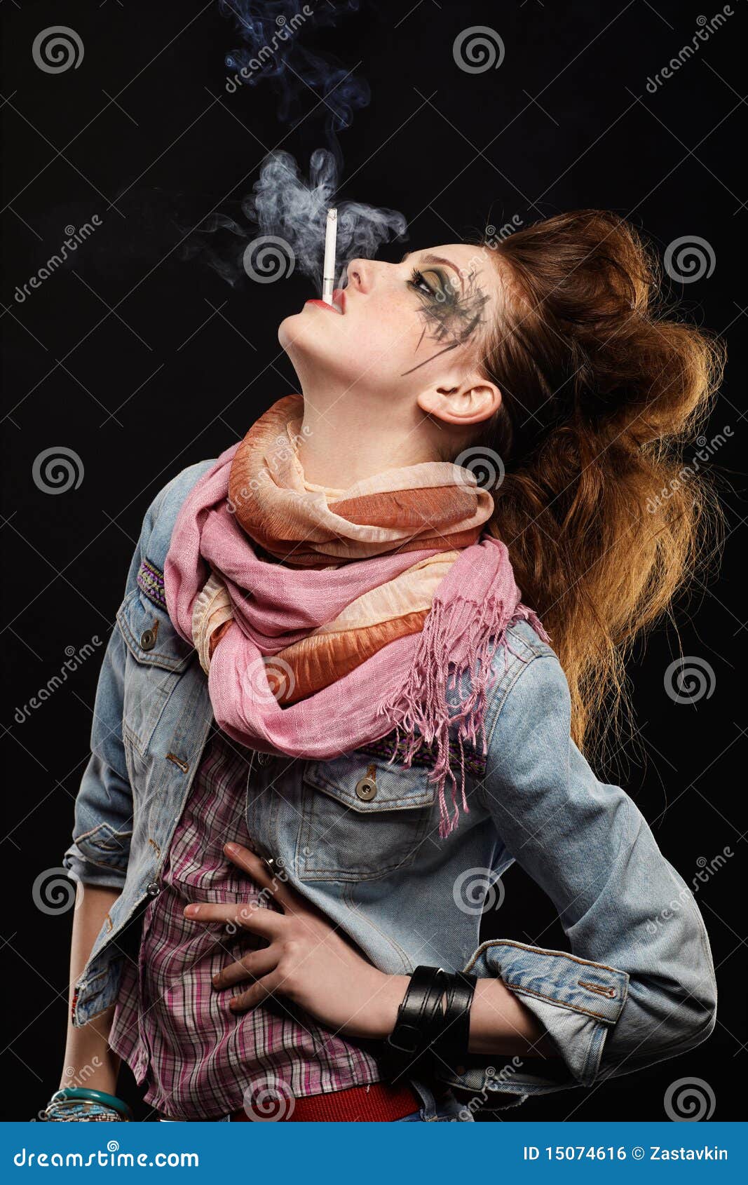 Glam punk girl smoking stock photo. Image of lifestyle - 15074616