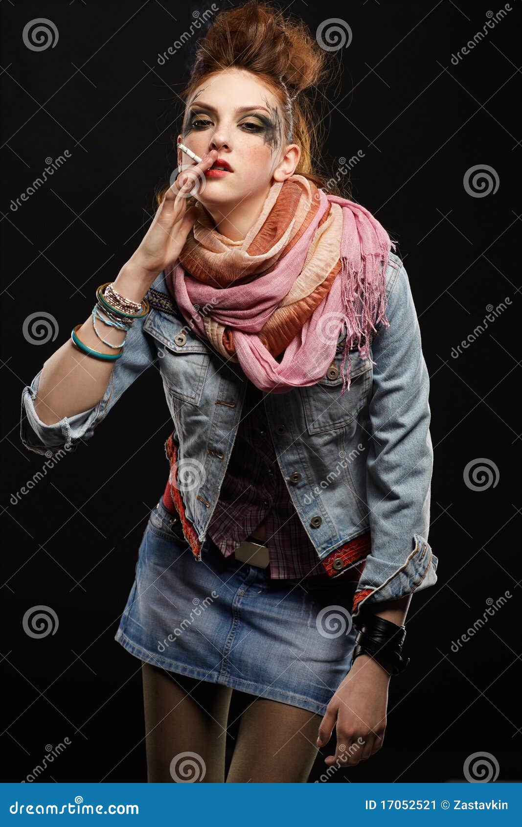 Glam punk girl smoking stock image. Image of haired, haircut - 17052521
