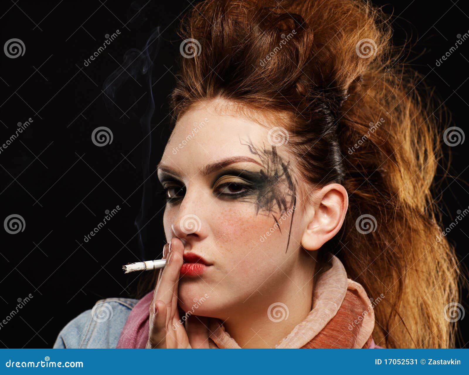 Glam punk girl smoking stock image. Image of 80th, beautiful - 17052531
