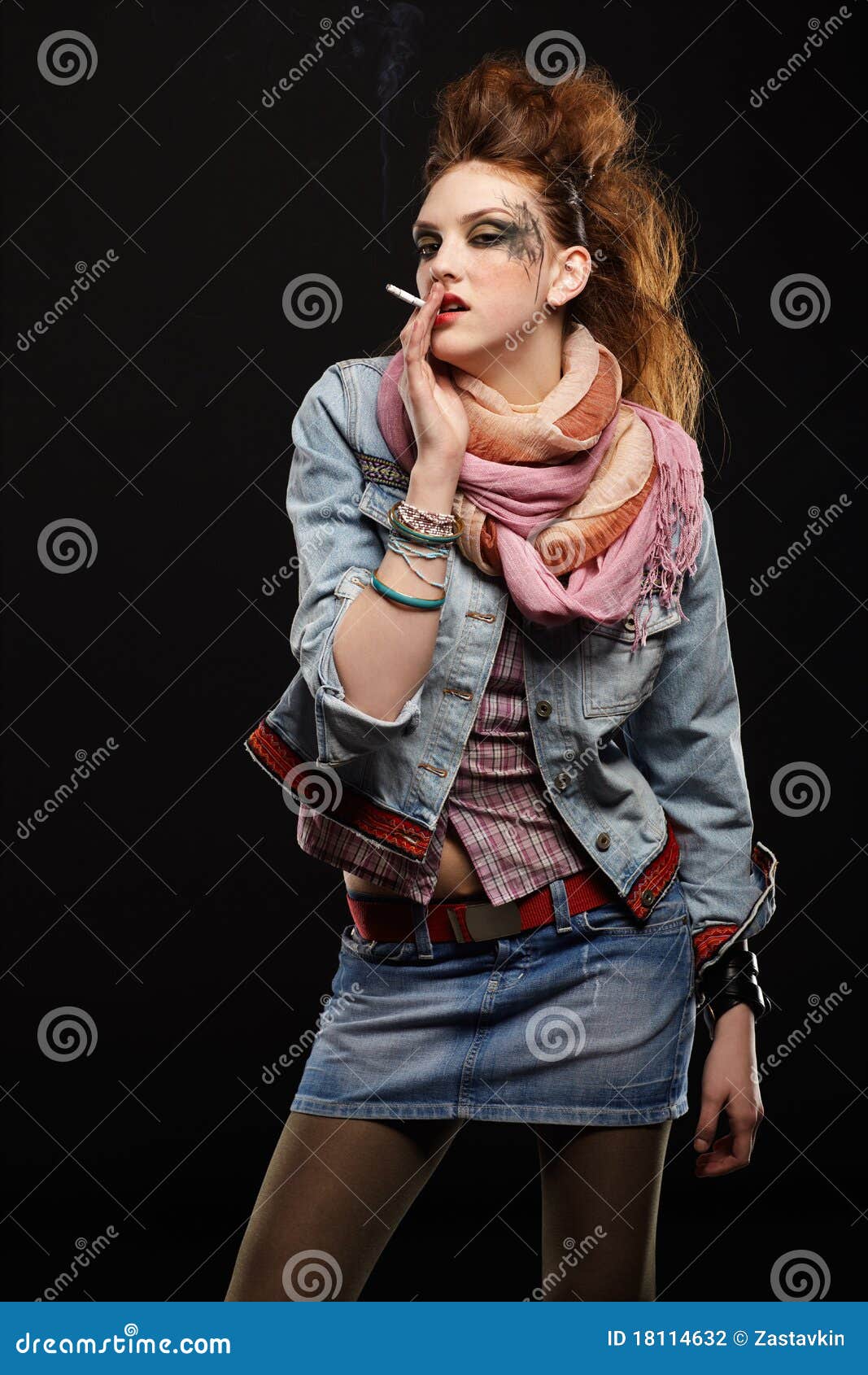 Glam punk girl smoking stock photo. Image of lifestyle - 18114632