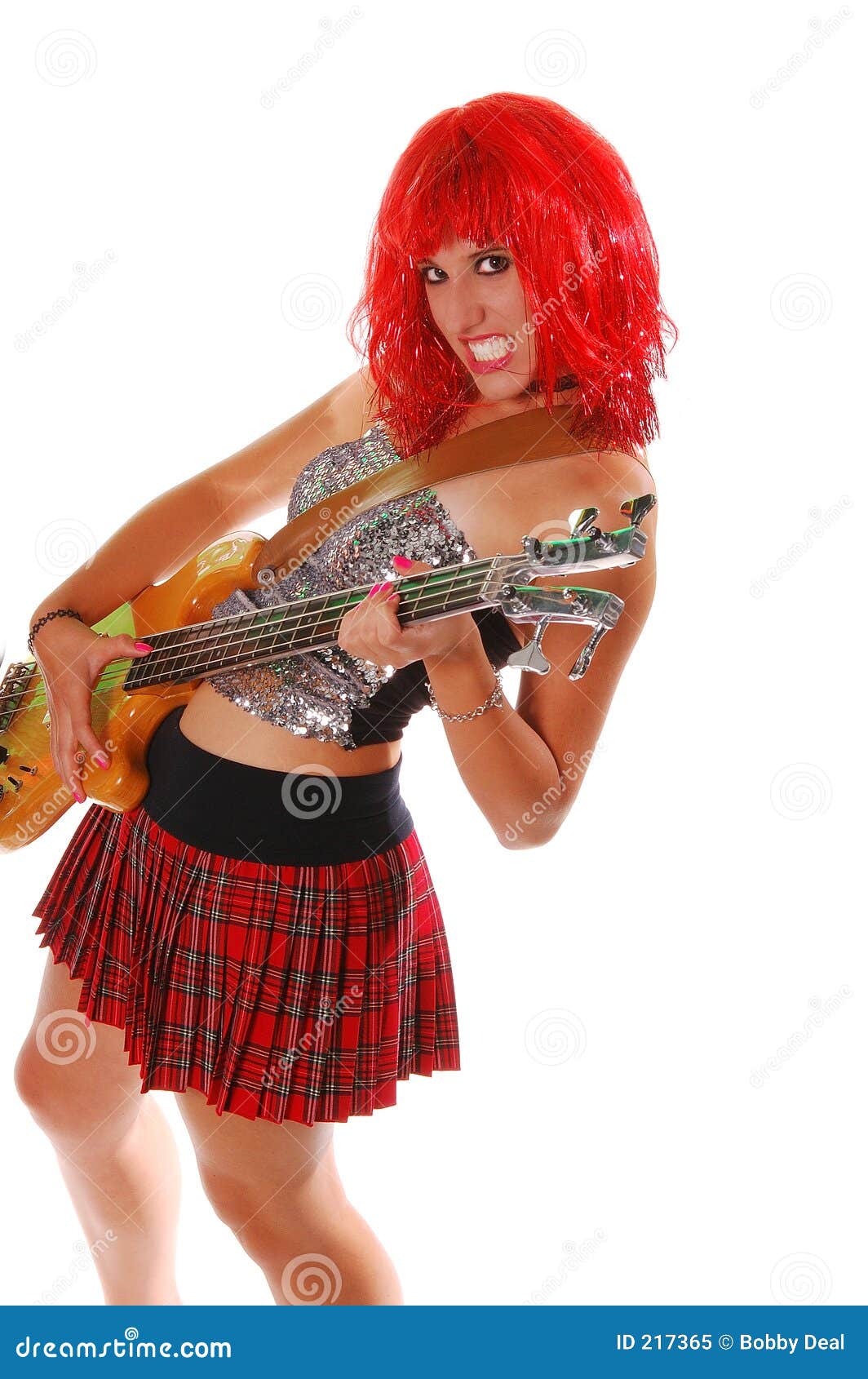 Glam Rock Girlon Bass Stock Image Image Of Singer High 217365