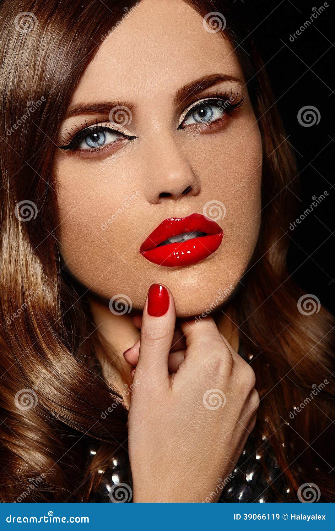 Glamor Beautiful Stylish Model With Red Lips Stock Image Image Of