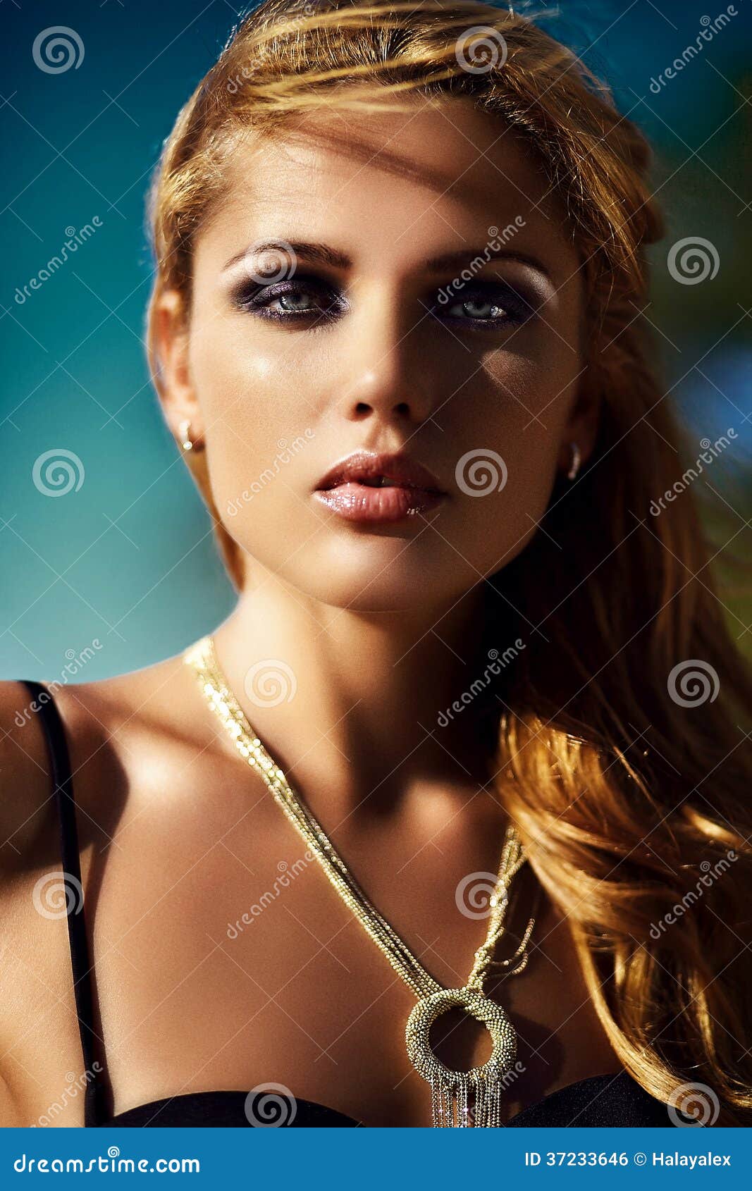 Glamor Closeup Portrait Of Beautiful Stylish Brunette Caucasian Young