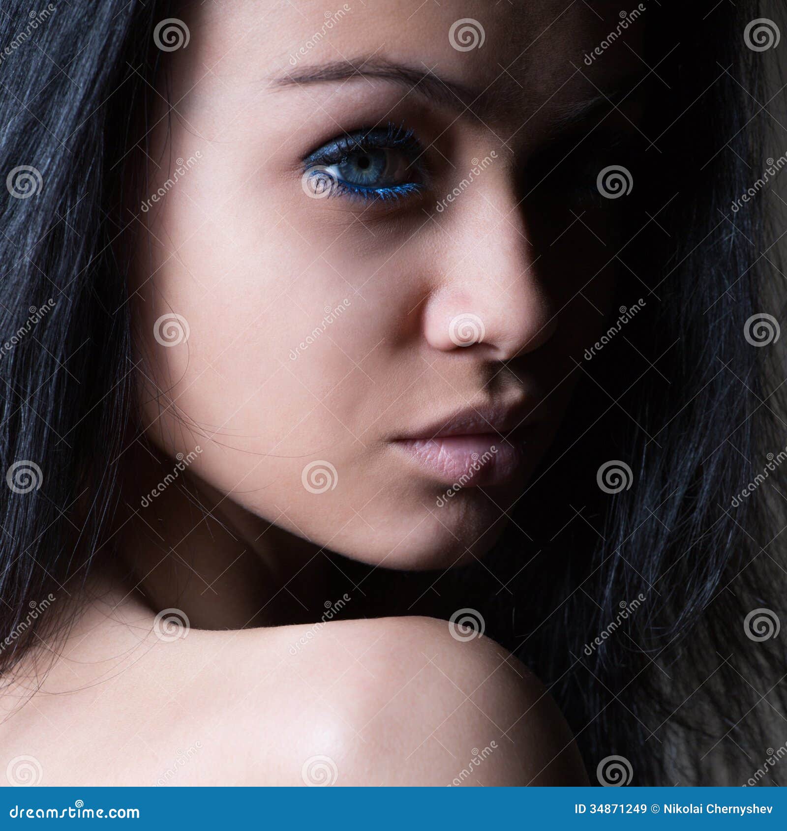 Glamor Woman Dark Face Portrait Stock Image Image Of Adult Makeup