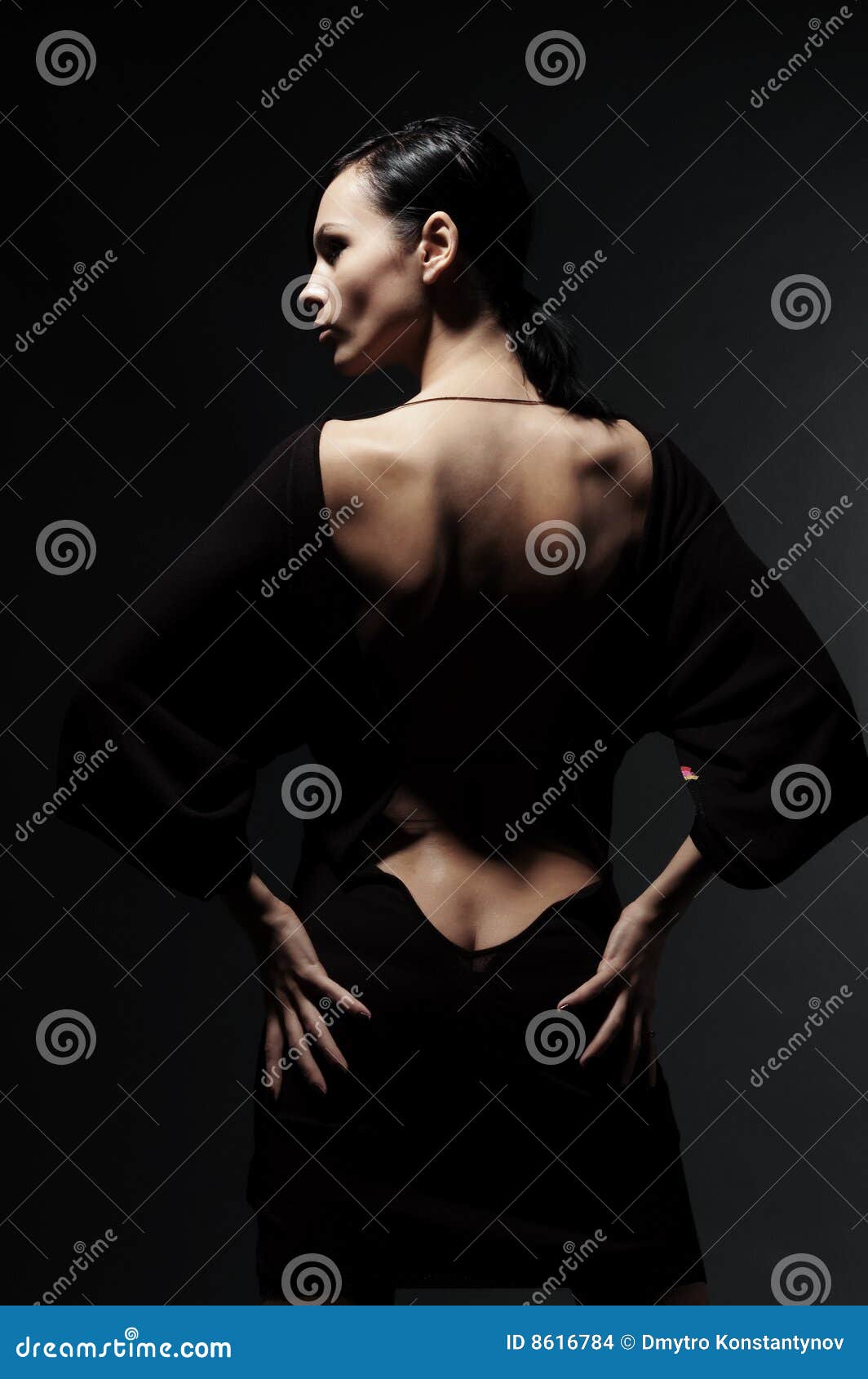 Glamor Woman Dark Face Portrait Beautiful Female Isolated On Black