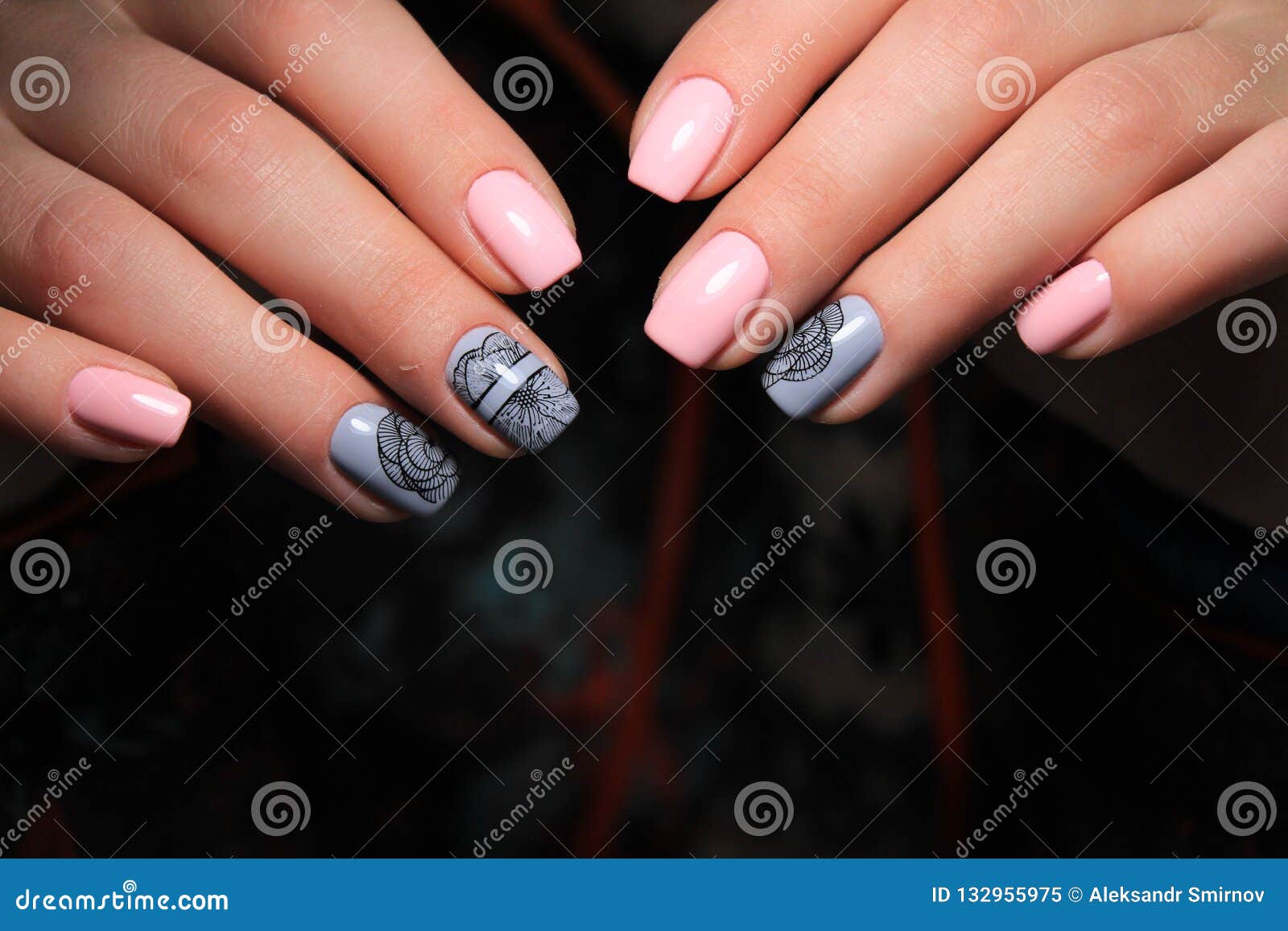 Glamorous Beautiful Manicure on a Trendy Texture Background Stock Image ...