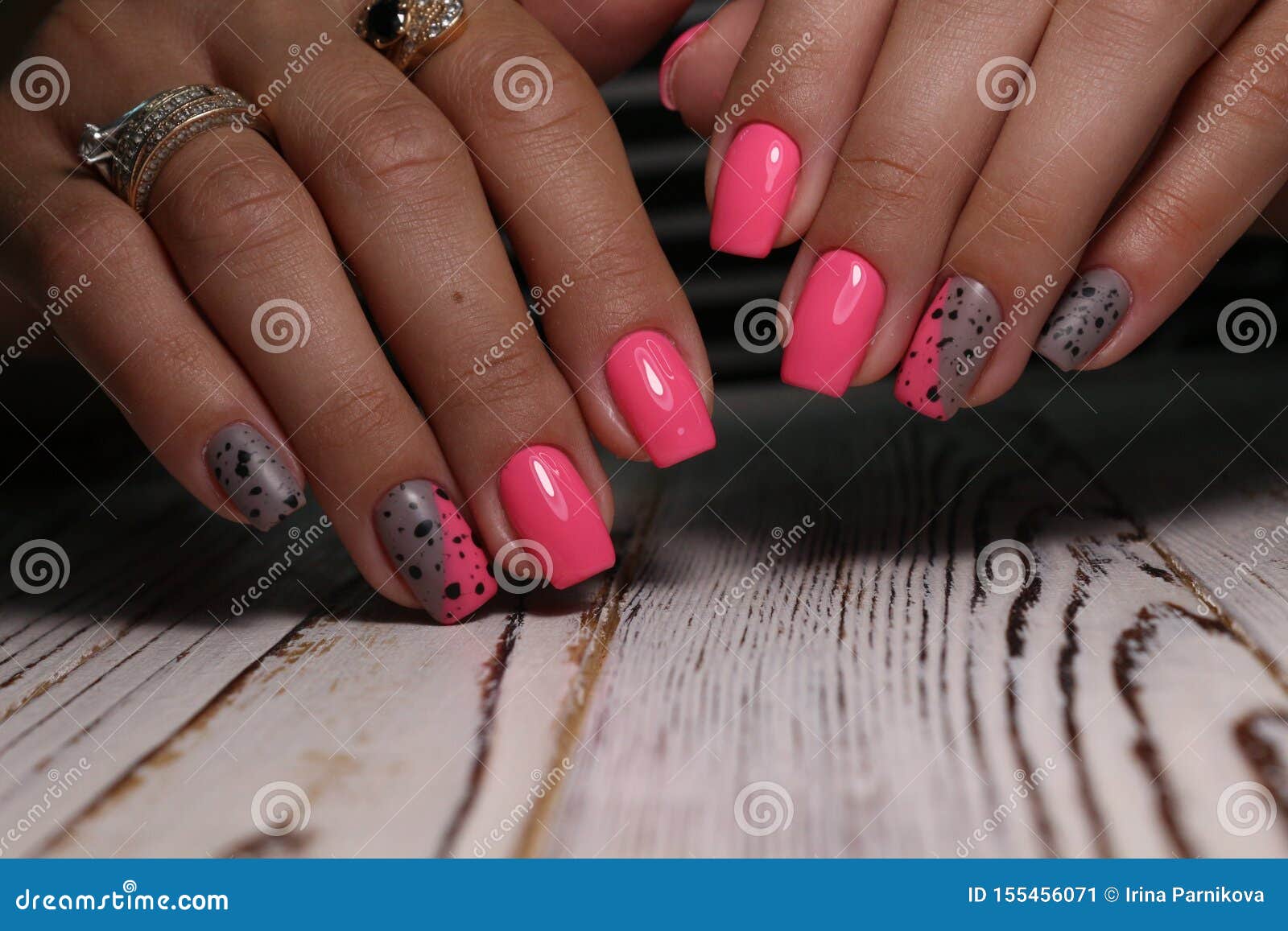 Glamorous Beautiful Manicure on a Trendy Texture Stock Image - Image of ...