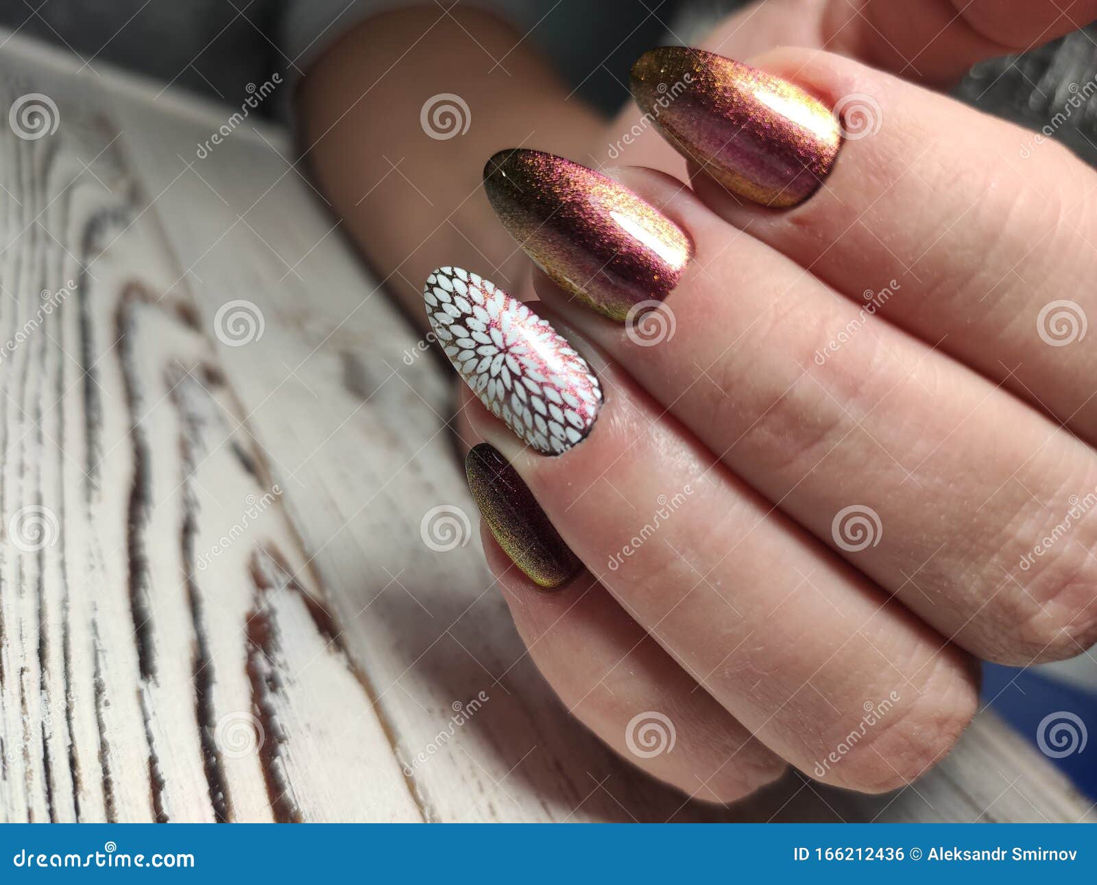 Glamorous Beautiful Manicure on a Trendy Texture Stock Photo - Image of ...