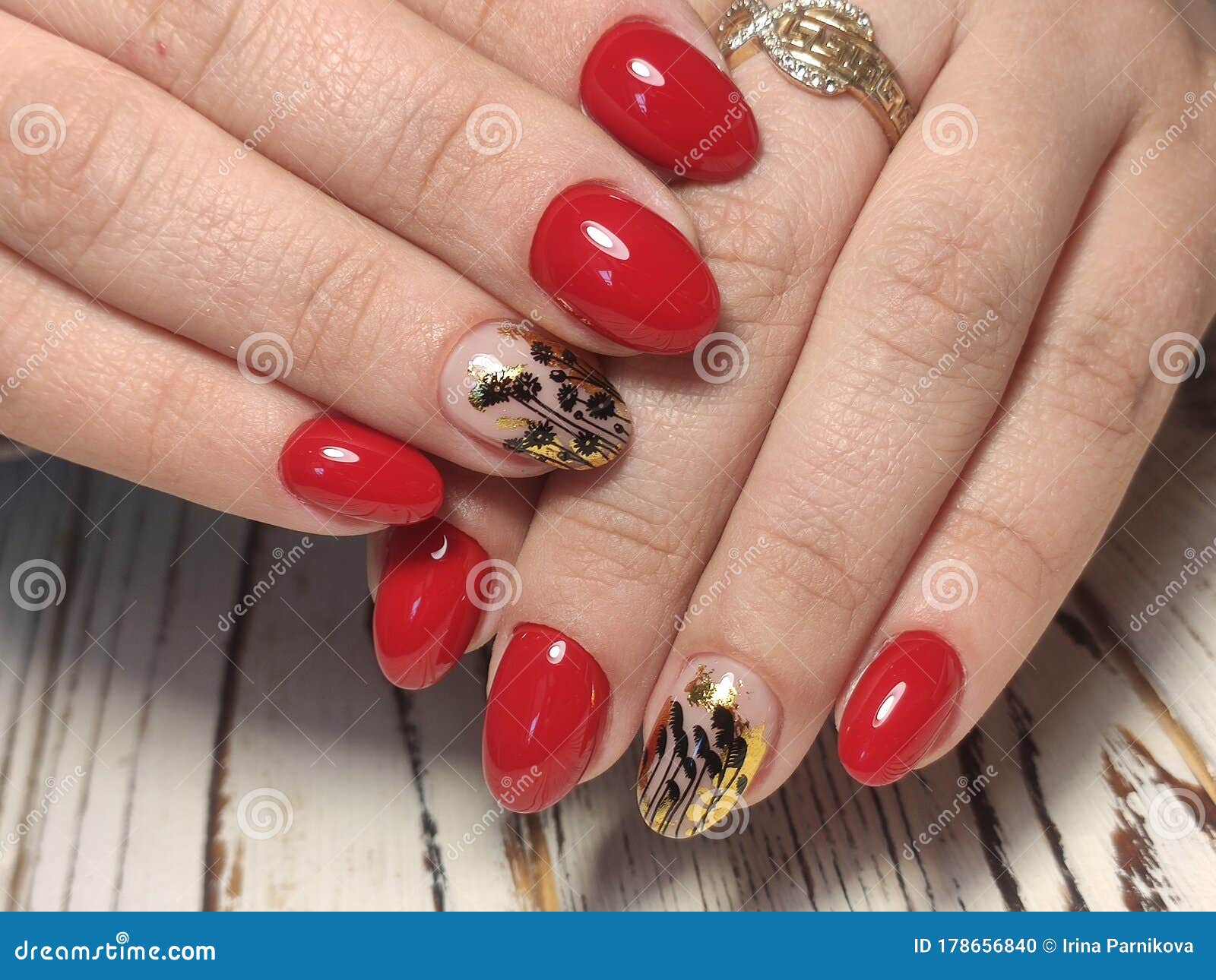 Glamorous Beautiful Manicure on a Trendy Texture Stock Photo - Image of ...