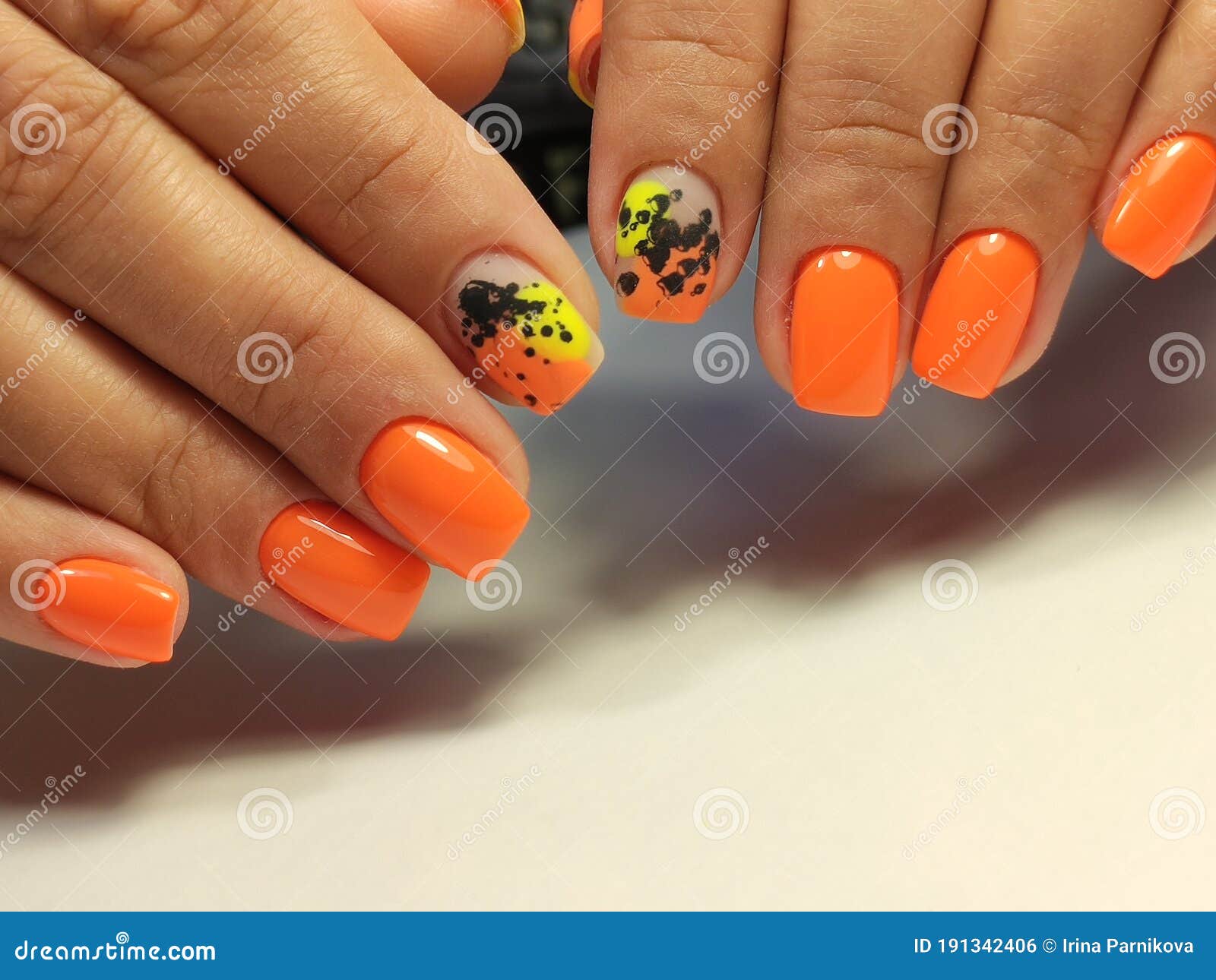 Glamorous Beautiful Manicure on a Trendy Texture Stock Photo - Image of ...