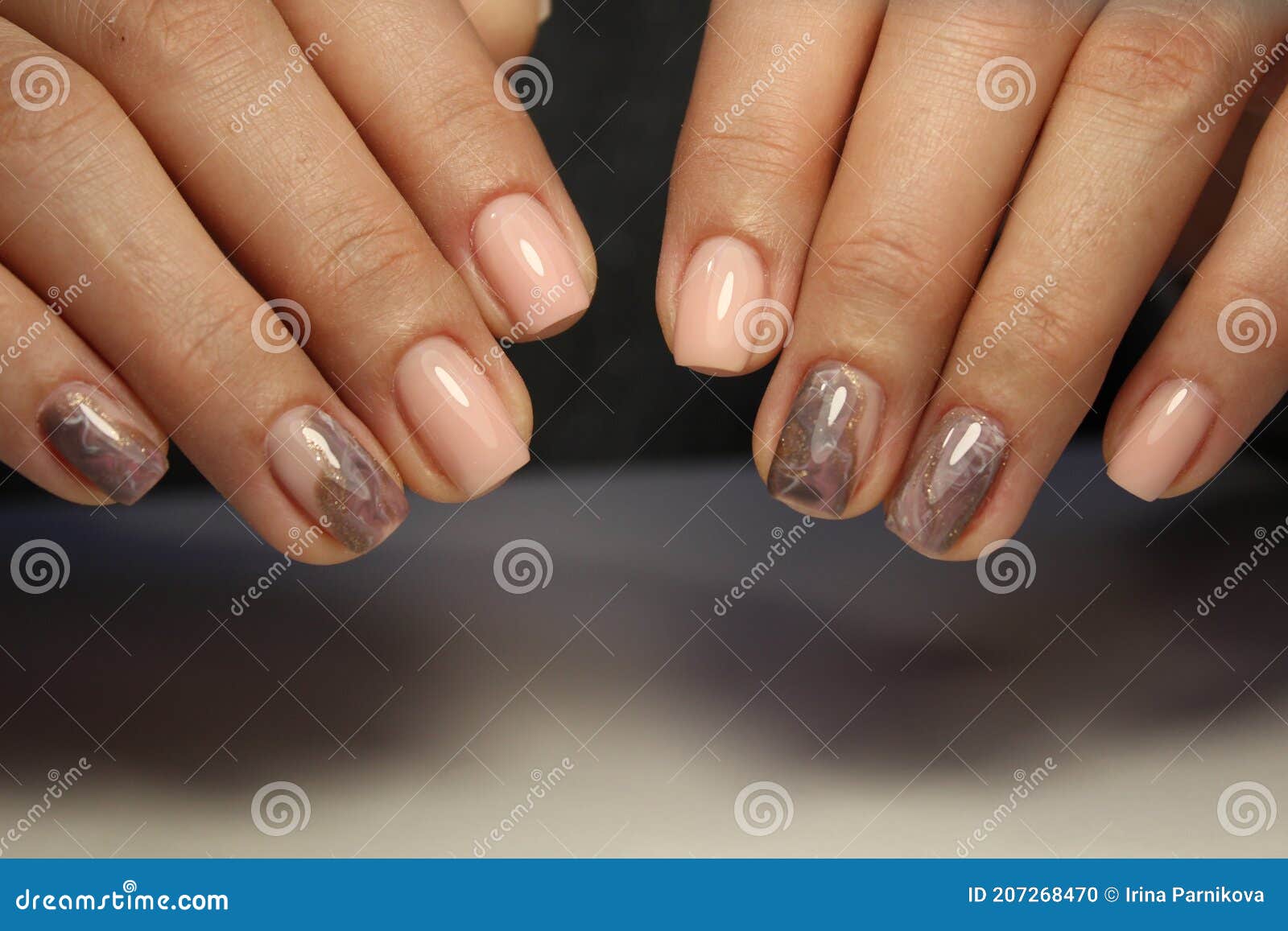 Glamorous Beautiful Manicure on a Trendy Texture Stock Photo - Image of ...