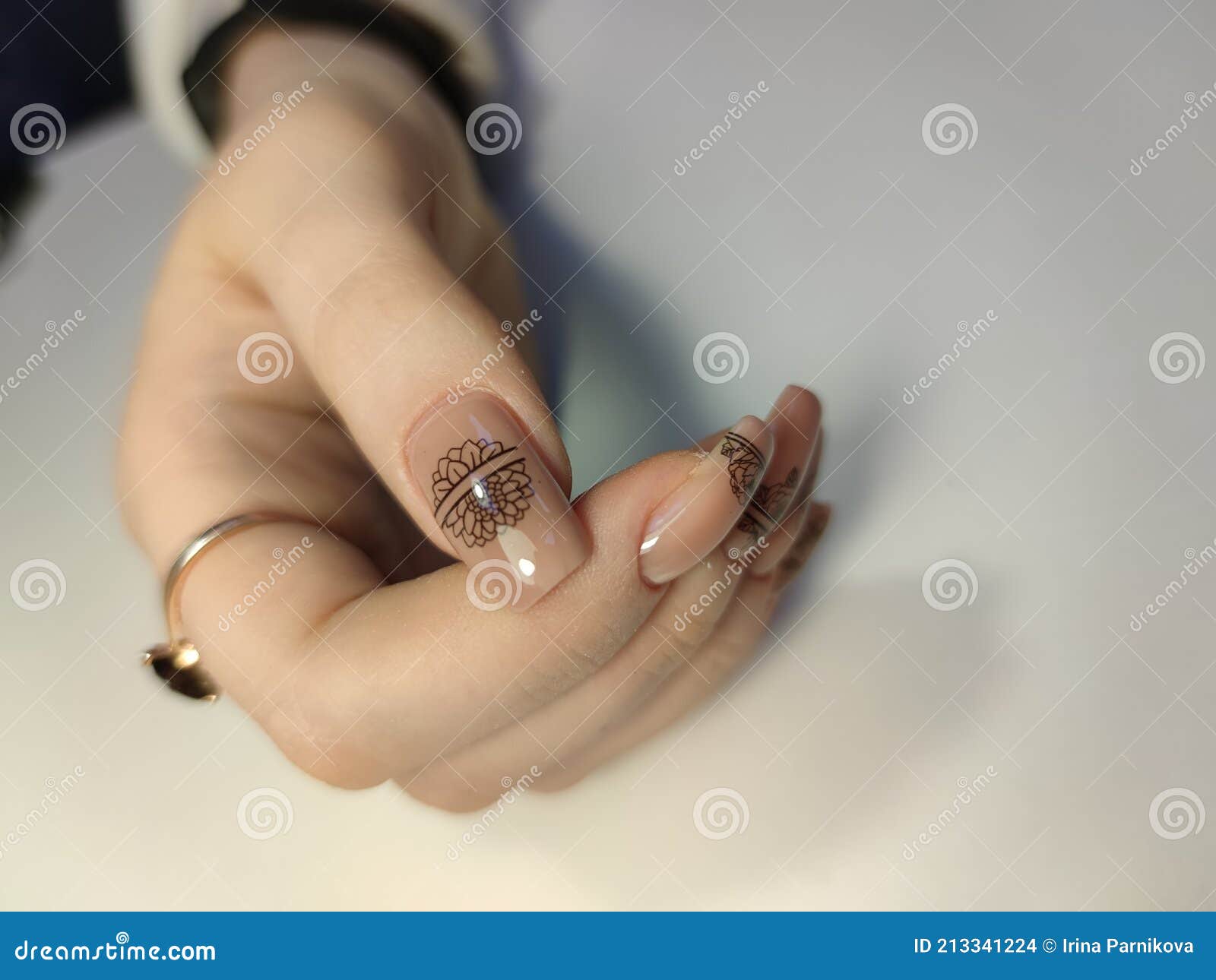 Glamorous Beautiful Manicure on a Trendy Texture Stock Photo - Image of ...