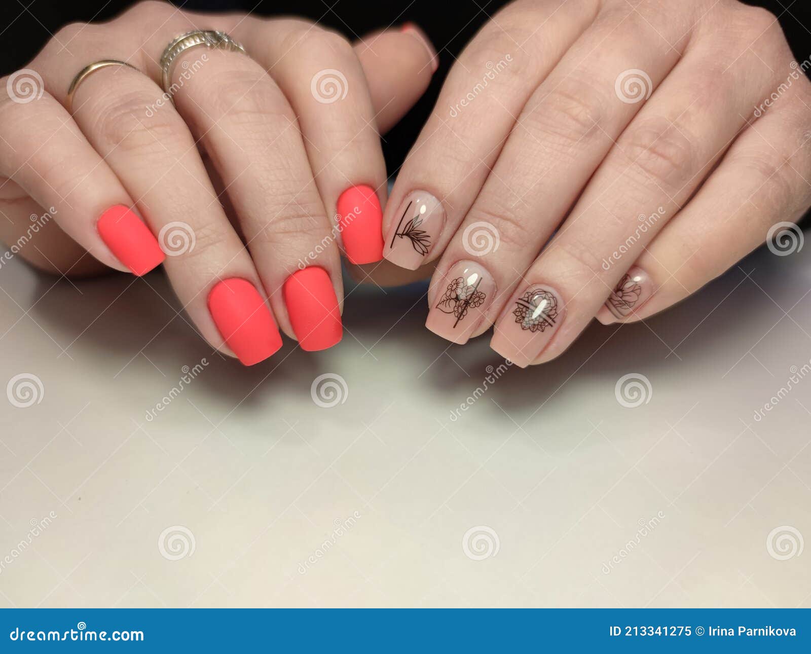 Glamorous Beautiful Manicure on a Trendy Texture Stock Image - Image of ...