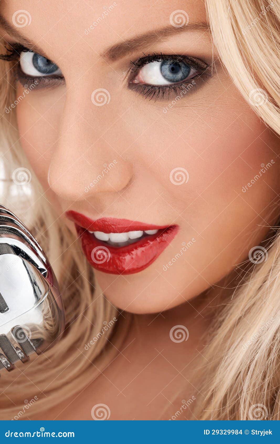 Glamorous Blonde Vocalist or Diva Stock Photo - Image of music, karaoke ...